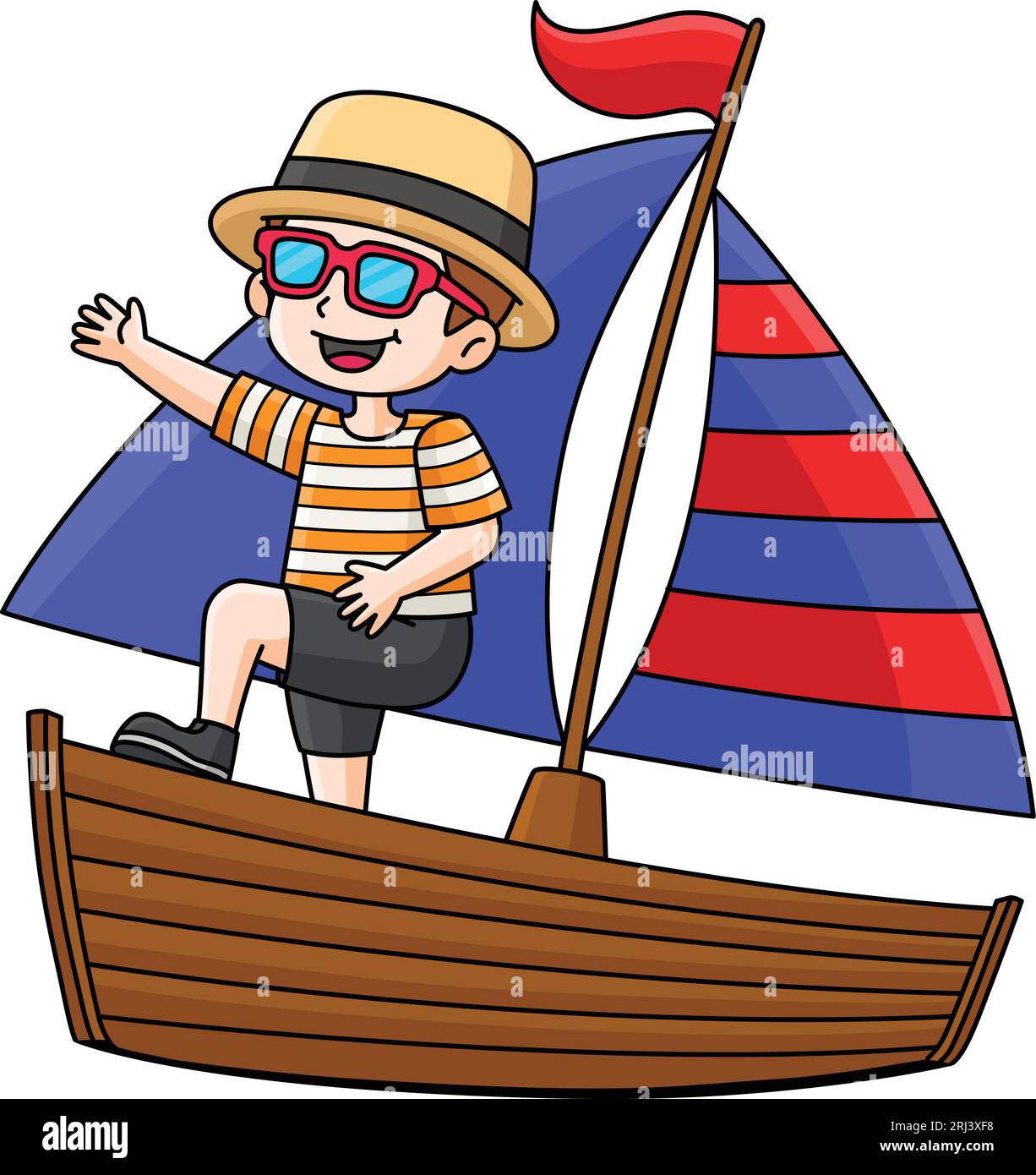 Boy on the Boat Cartoon Colored Clipart Stock Vector Image & Art - Alamy