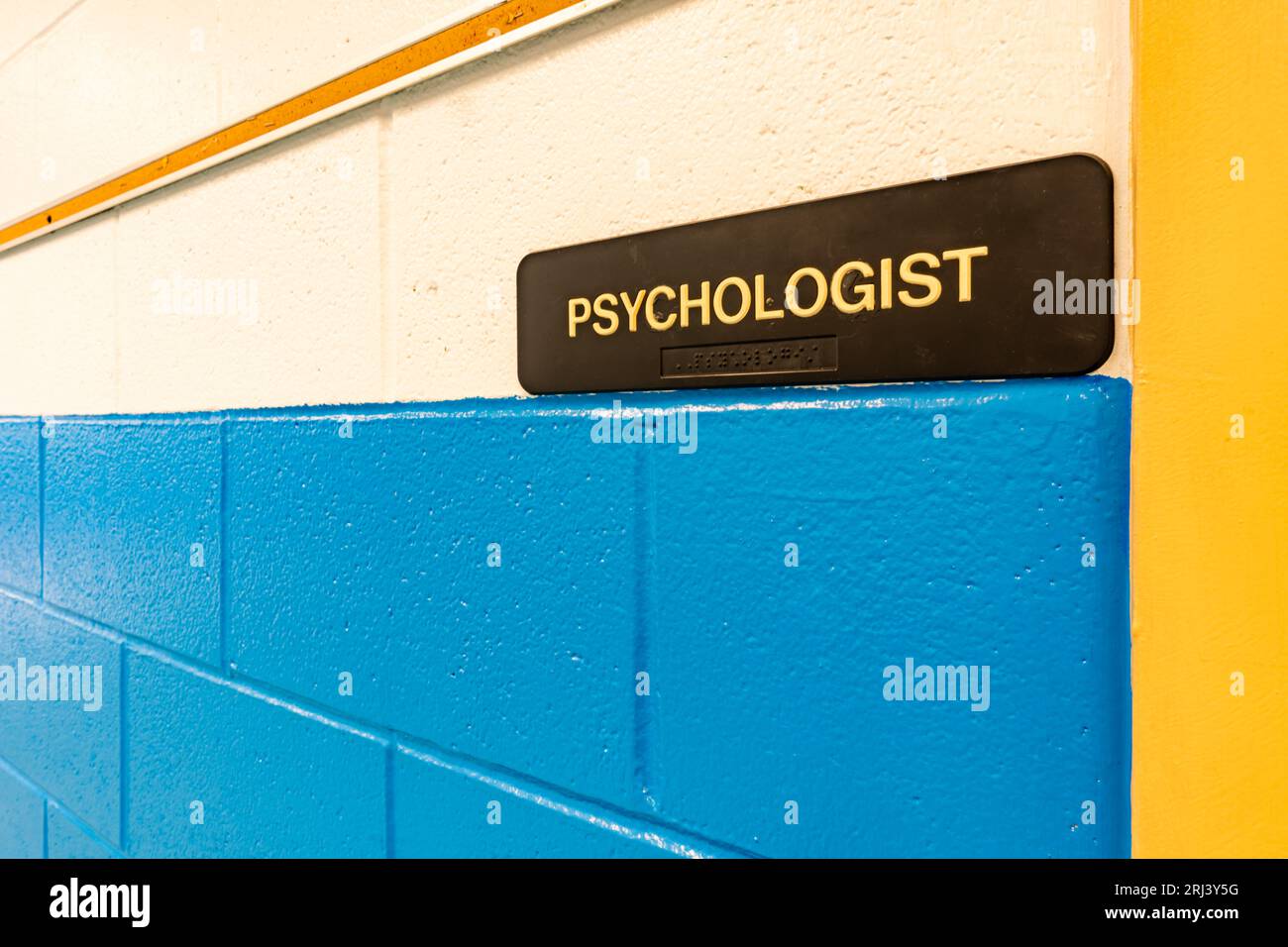 Psychologist Office, counselor office, sign with braille, on a white ...