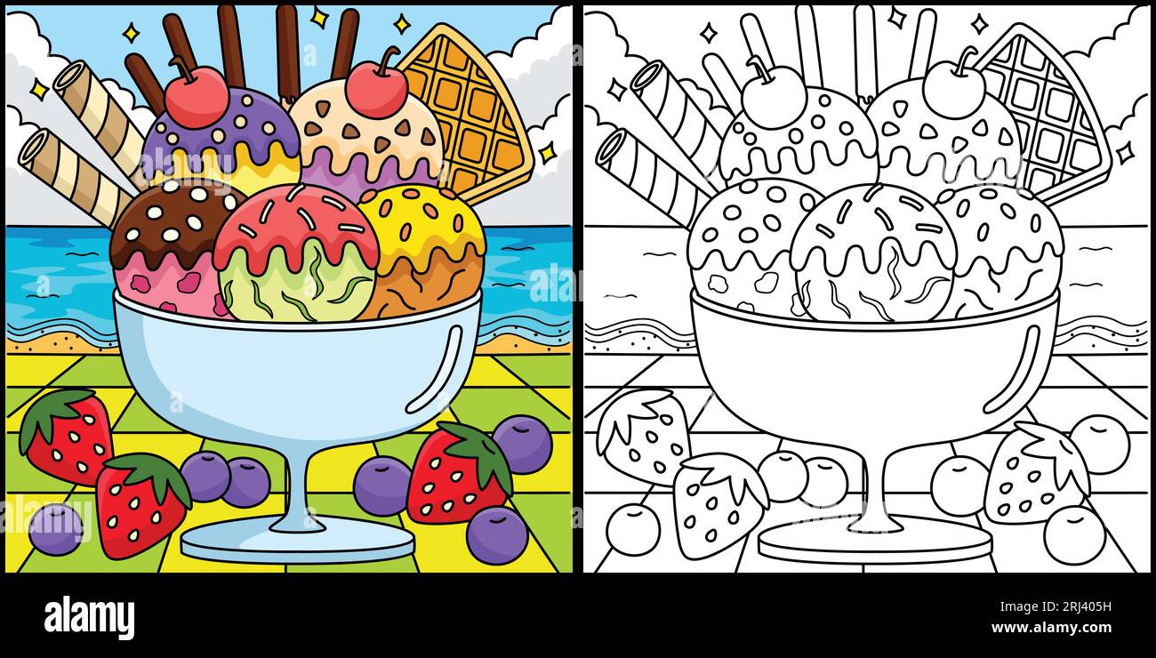 Ice Cream on the Beach Summer Illustration Stock Vector Image & Art - Alamy