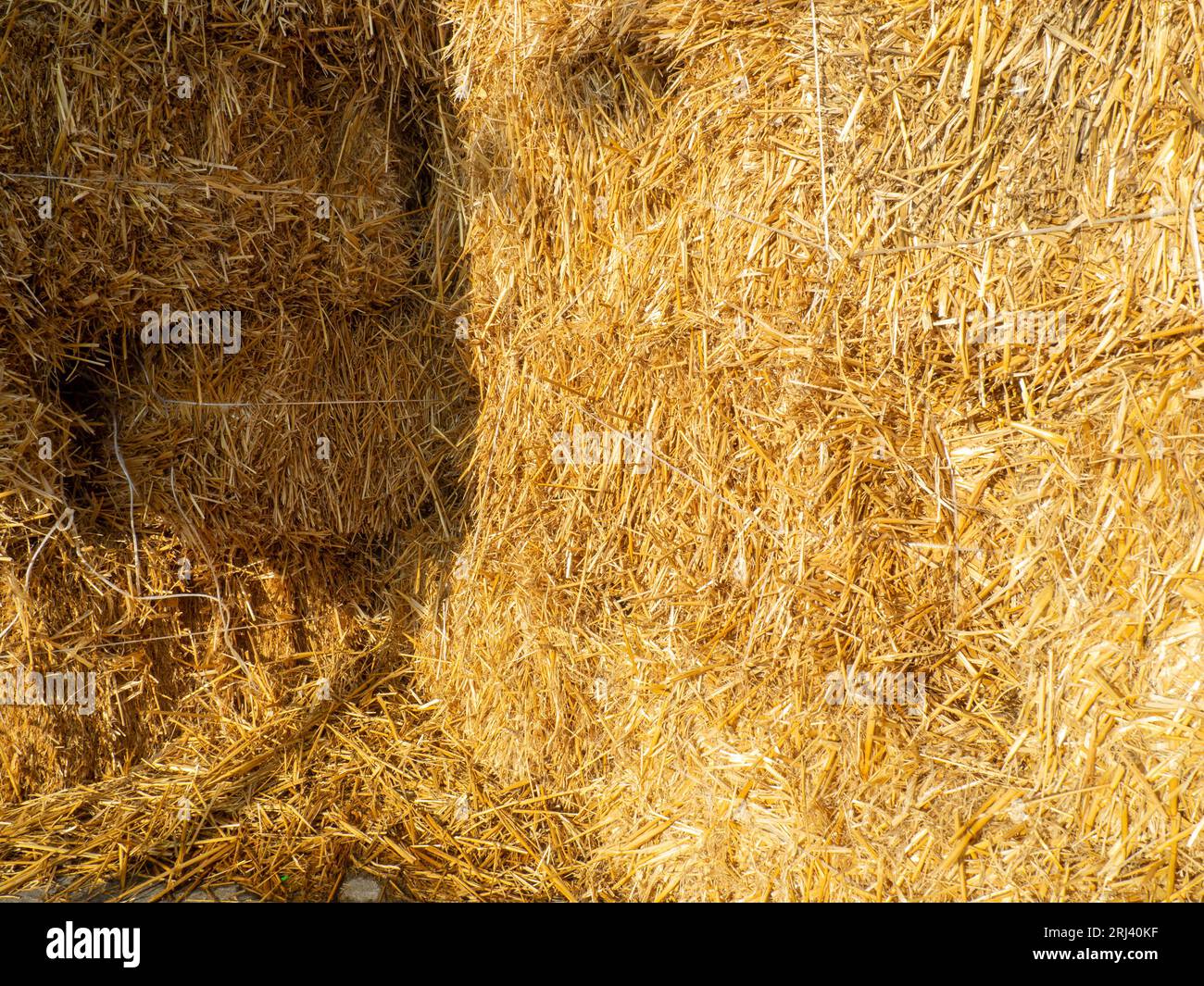 Hay background. Straw blocks. Heap of dry grass. Animal food. Hayloft ...