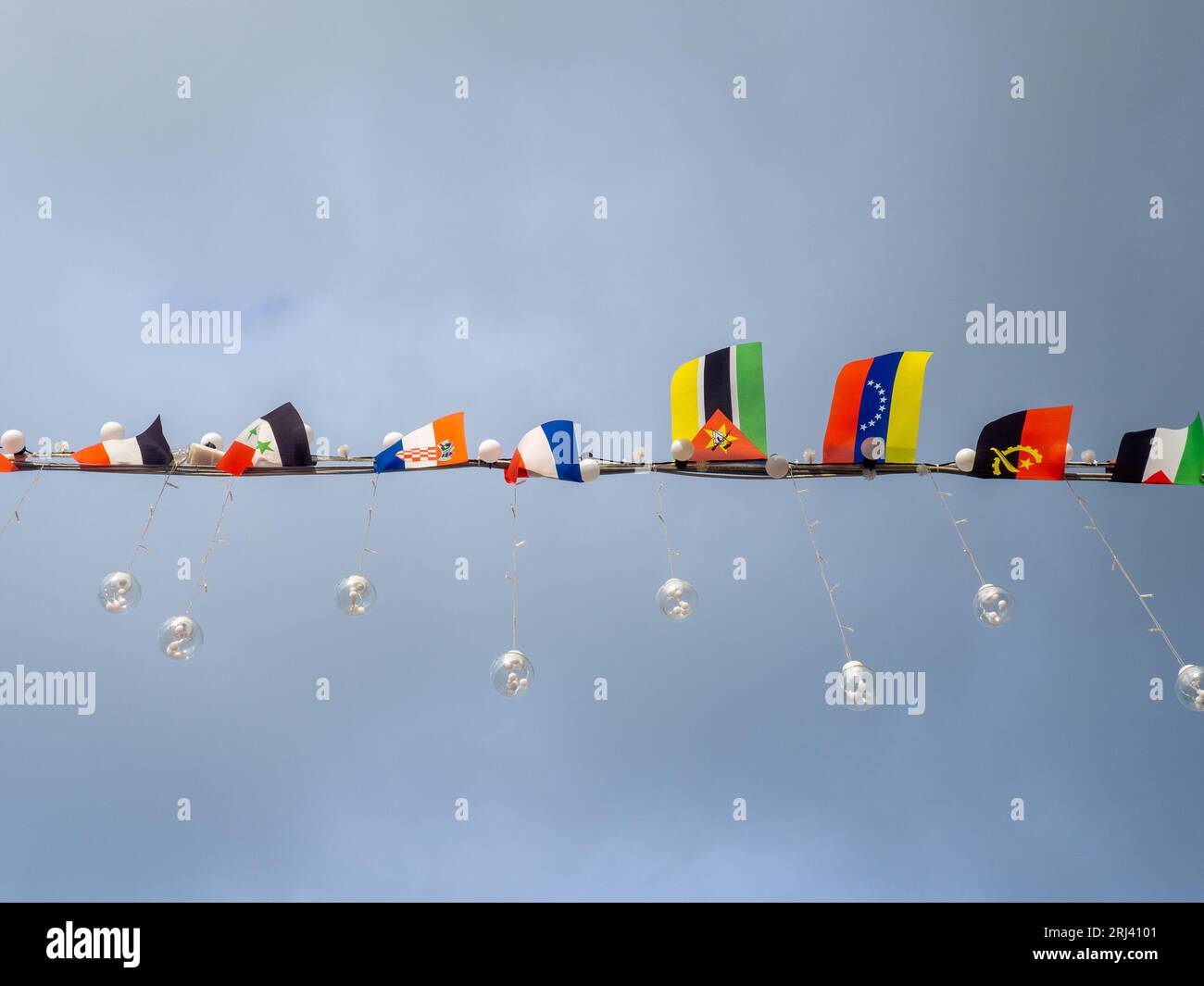 Lots of little state flags. Festival flags. Countries of the world ...