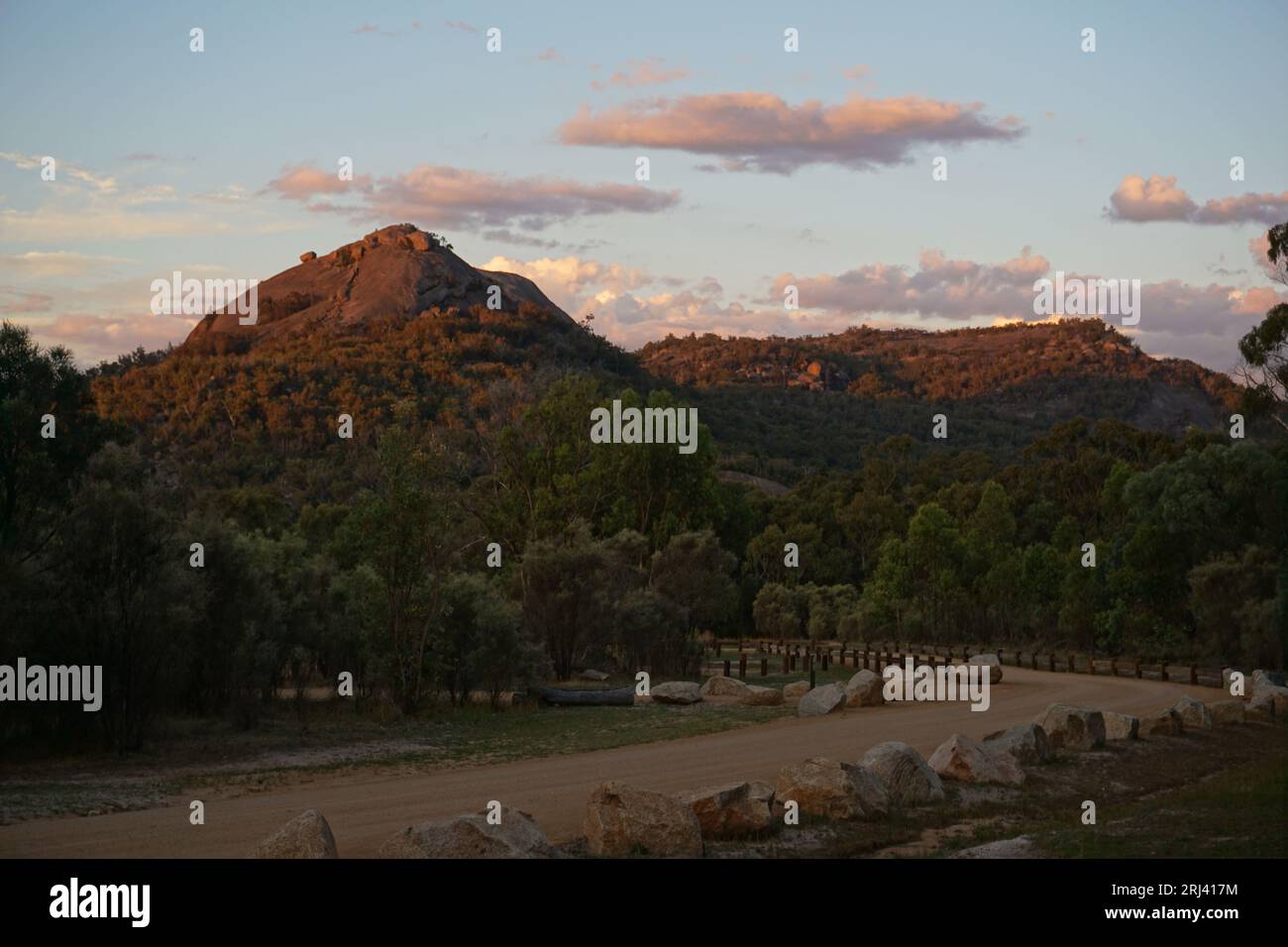 landscape of the pyramid with pink sunset colors in Girraween National ...