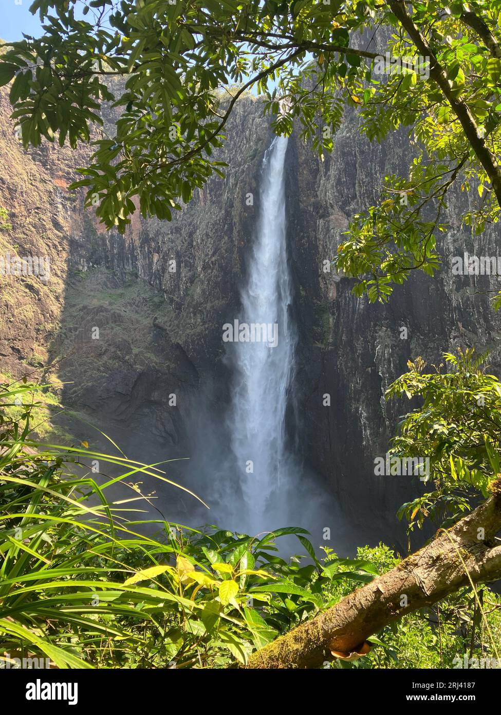 lookout view of wallaman falls, waterfall, queensland, australia ...