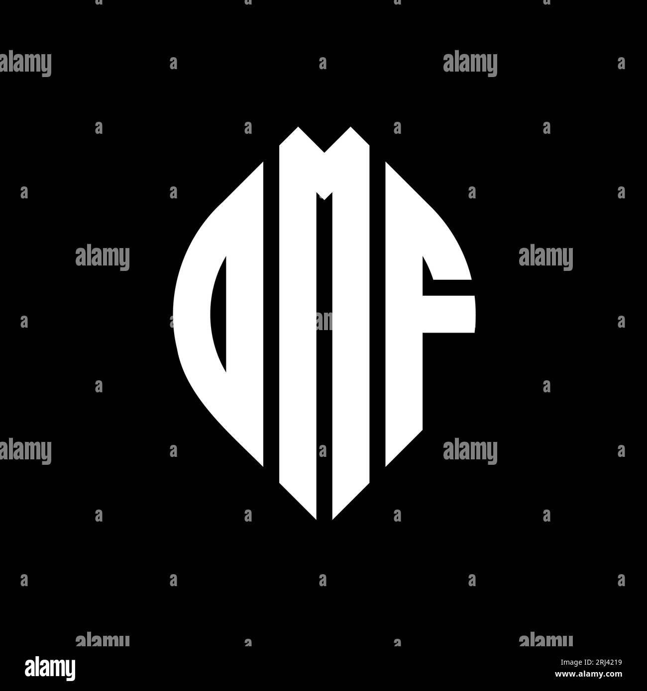 OMF circle letter logo design with circle and ellipse shape. OMF ...