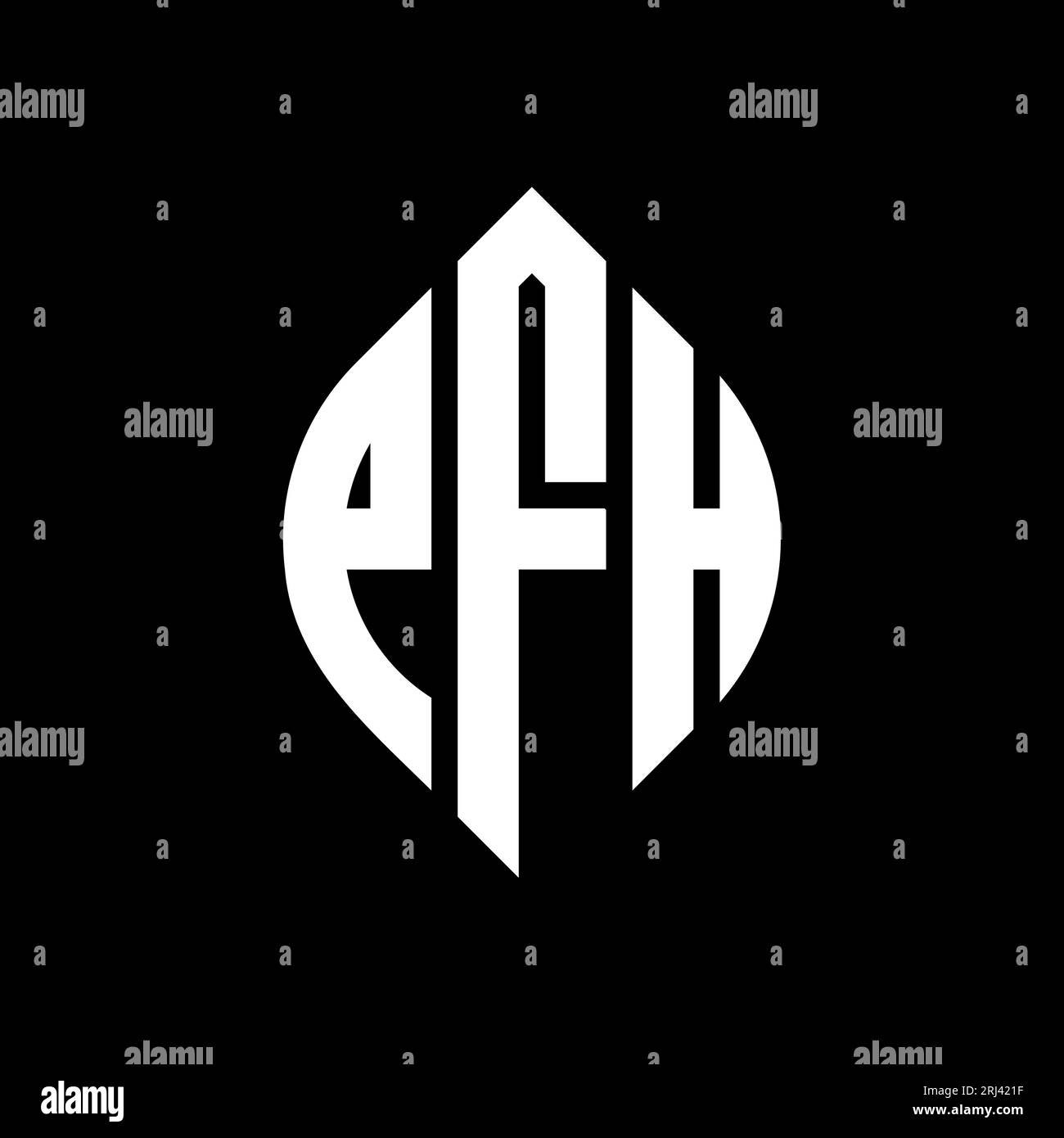 PFH circle letter logo design with circle and ellipse shape. PFH ...