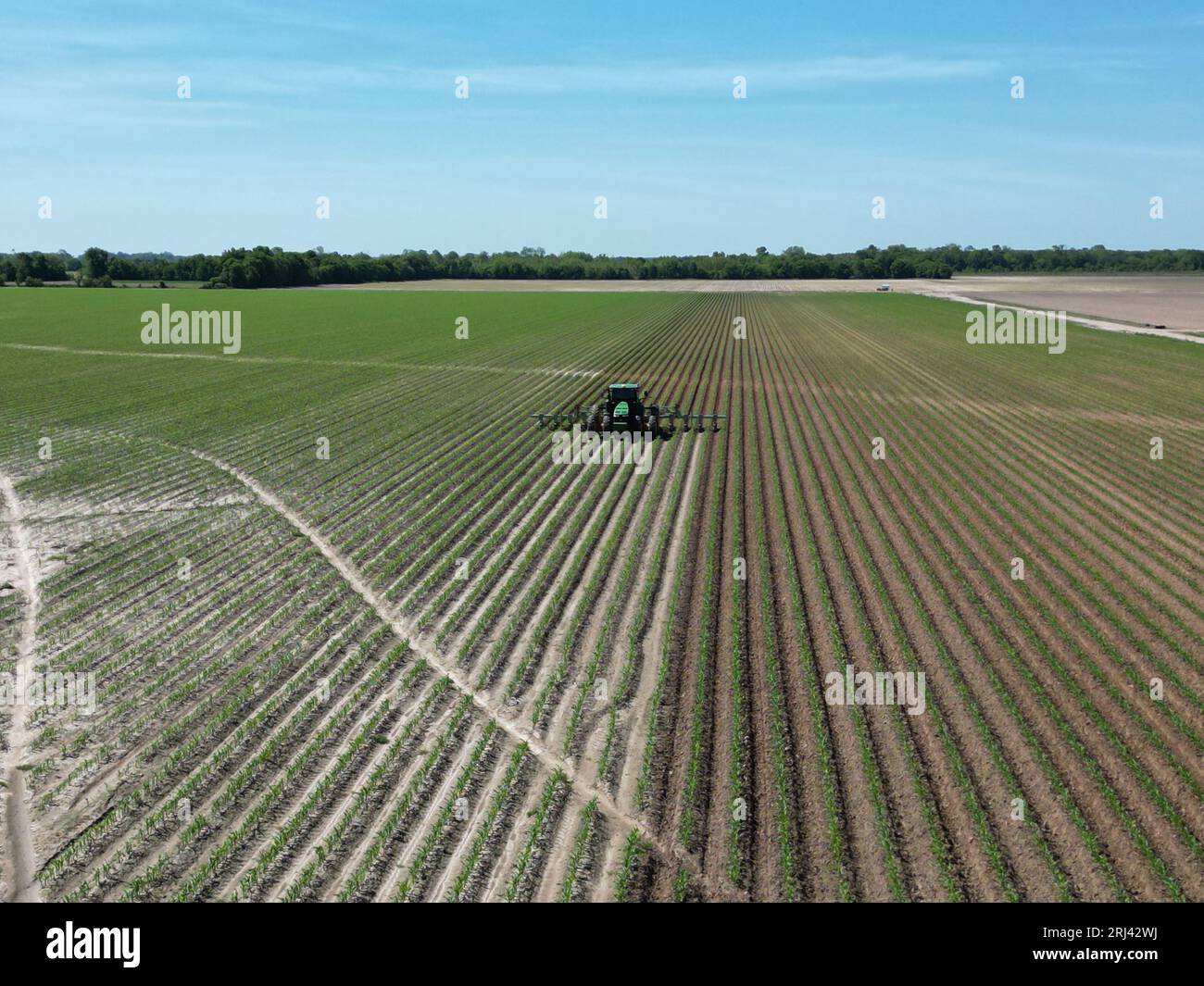 A closeup of a professional mechanism Preparing rows for cotton ...