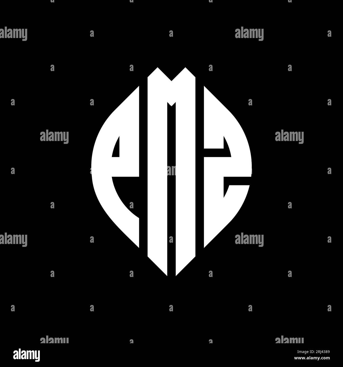 PMZ circle letter logo design with circle and ellipse shape. PMZ ...