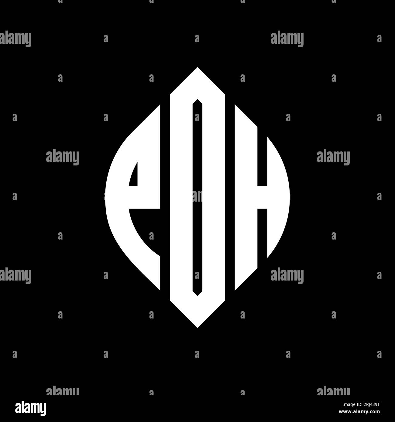 POH circle letter logo design with circle and ellipse shape. POH ...