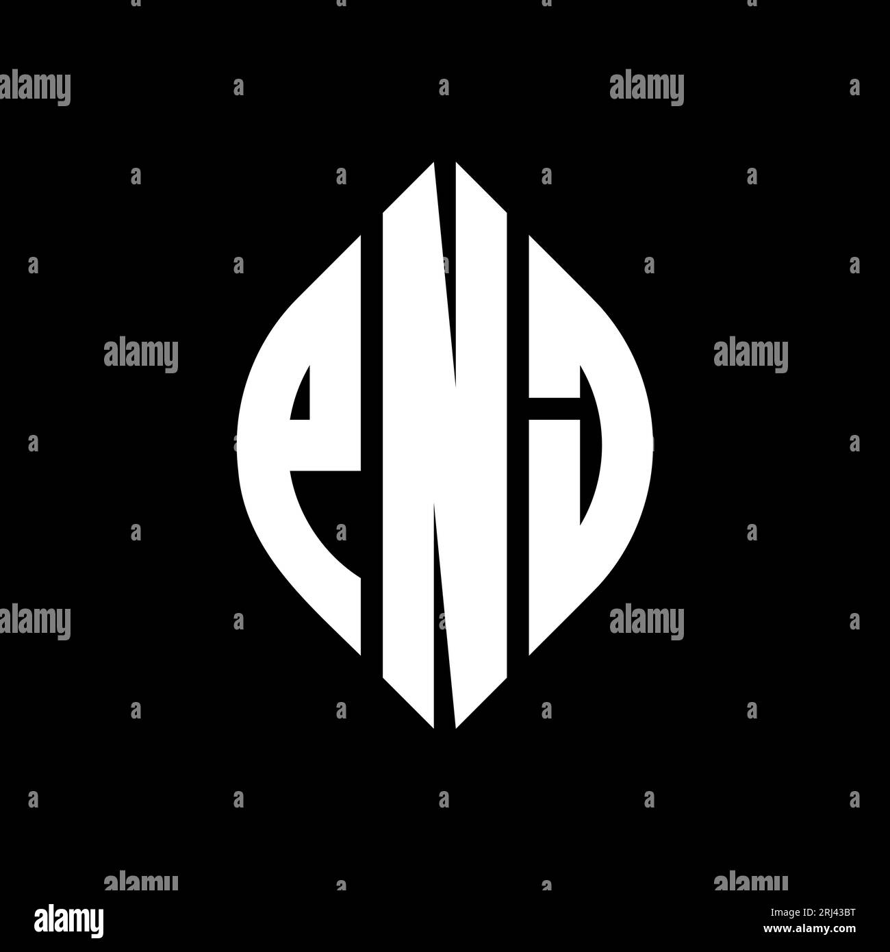 PNJ circle letter logo design with circle and ellipse shape. PNJ ...