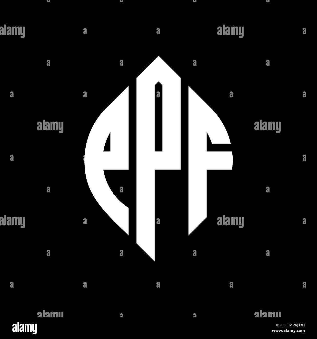 PPF circle letter logo design with circle and ellipse shape. PPF ...