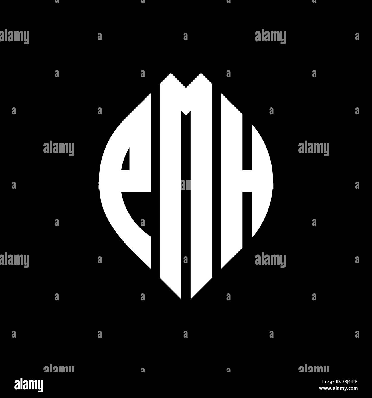 PMH circle letter logo design with circle and ellipse shape. PMH ...