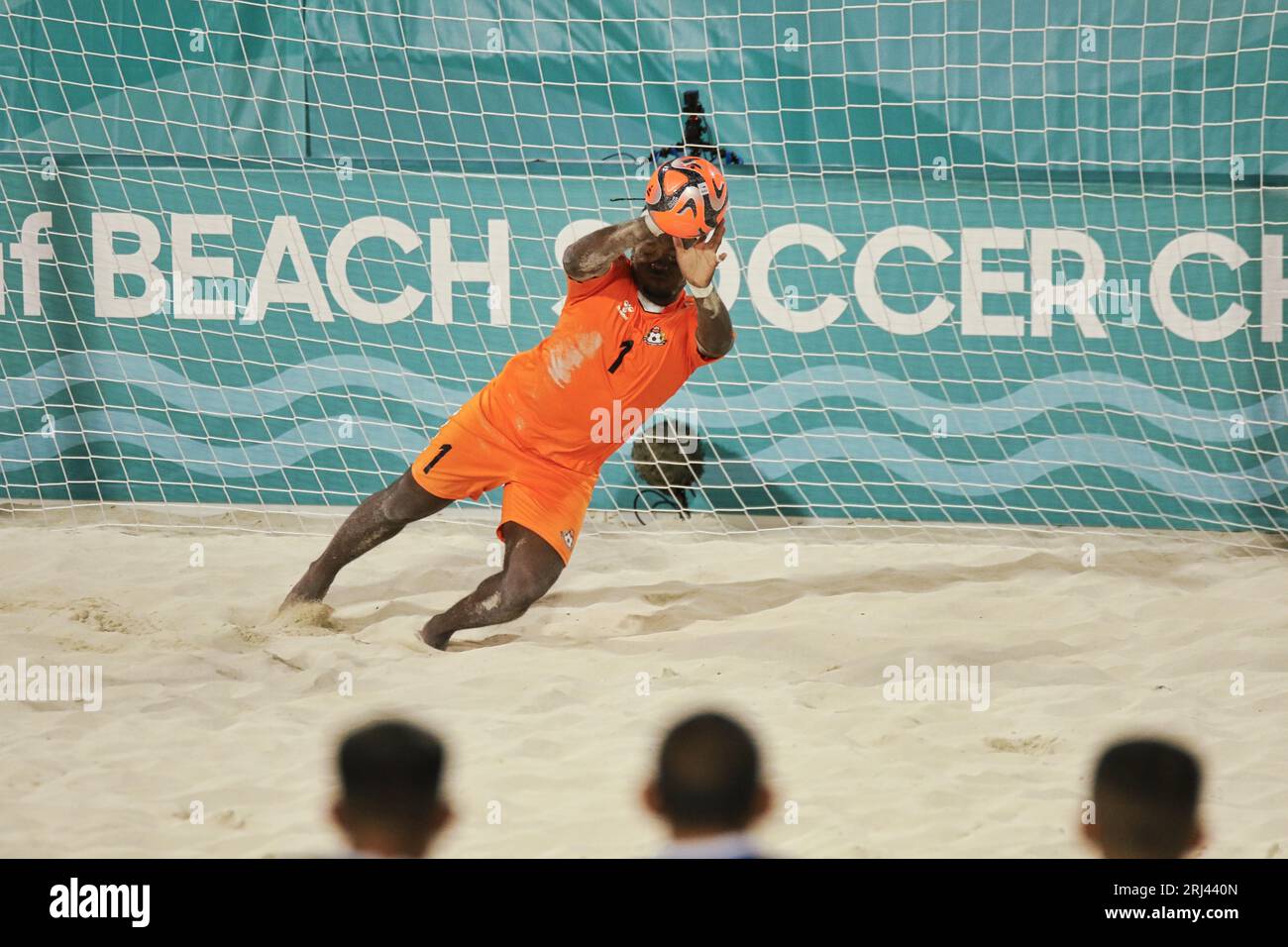 Two beach soccer teams, the Bahamas and Guatemala, compete against each other in the CONCACAF ...