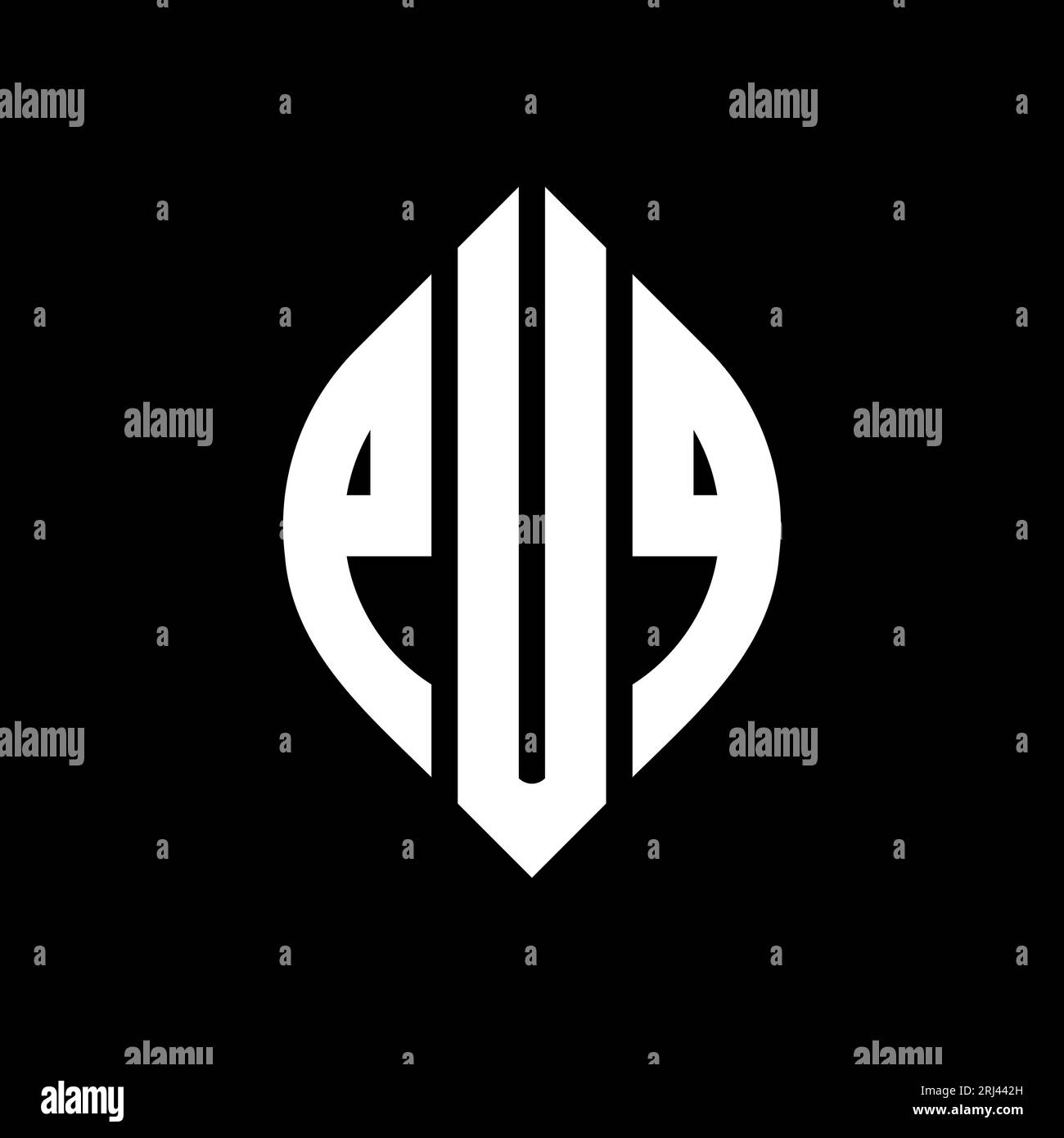 PUQ circle letter logo design with circle and ellipse shape. PUQ ...