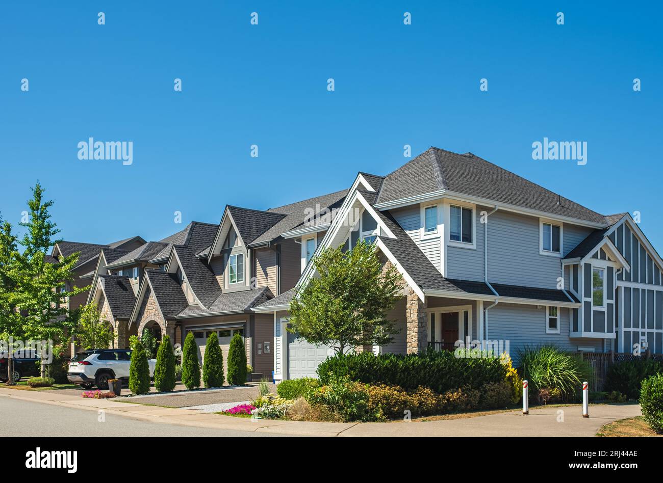 Luxury houses exterior in Vancouver Canada. Big modern houses with ...