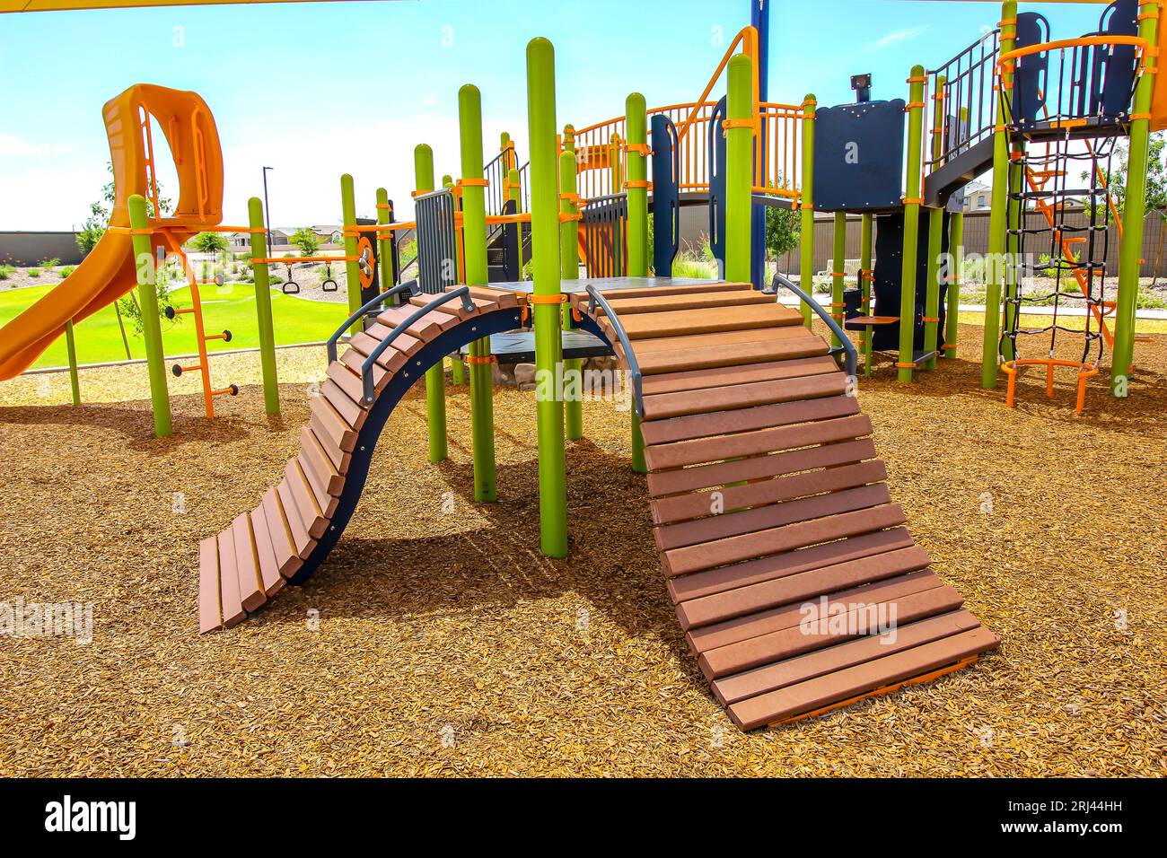 Climbing Ramp At Children's Playground Stock Photo - Alamy