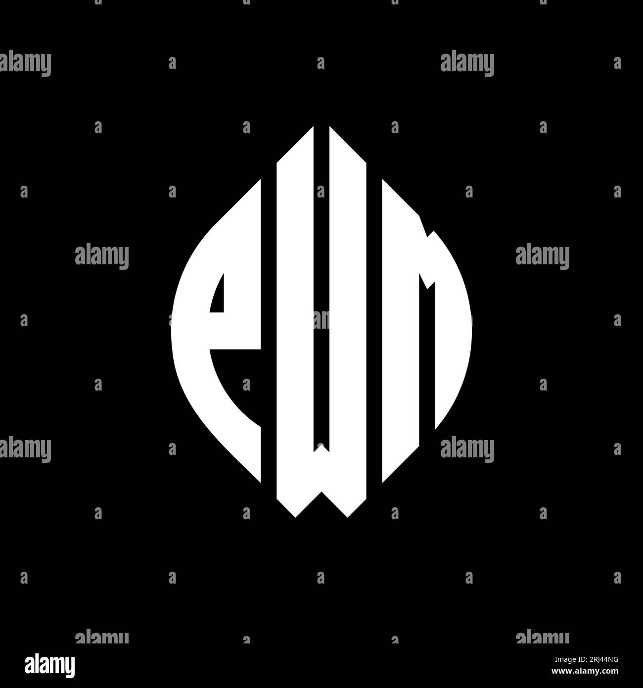 PWM circle letter logo design with circle and ellipse shape. PWM ...