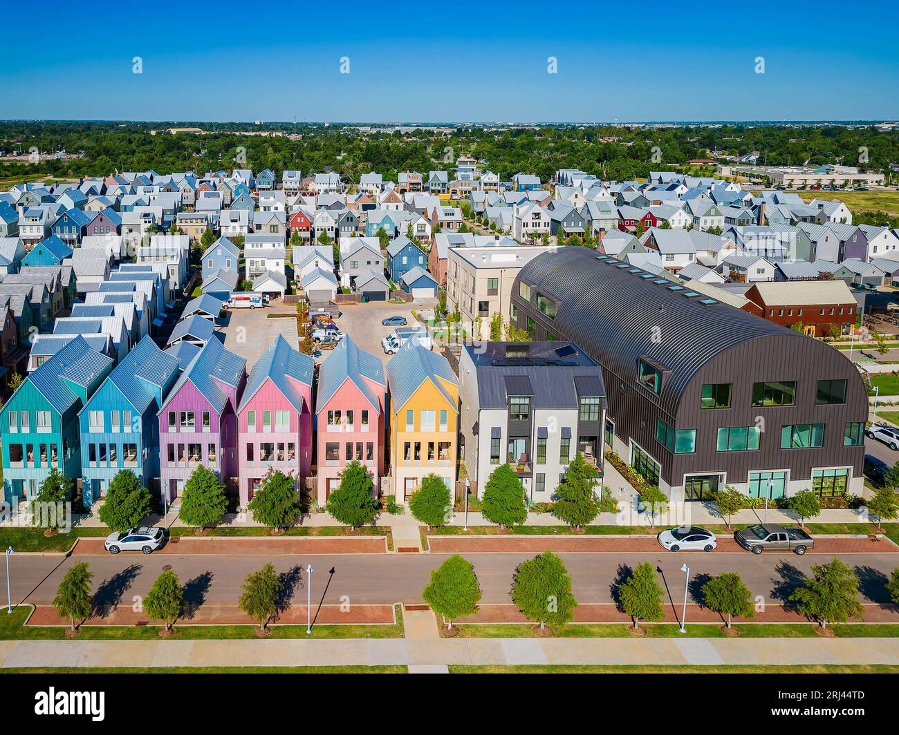 Aerial view of the residence building at Wheeler District, Oklahoma ...