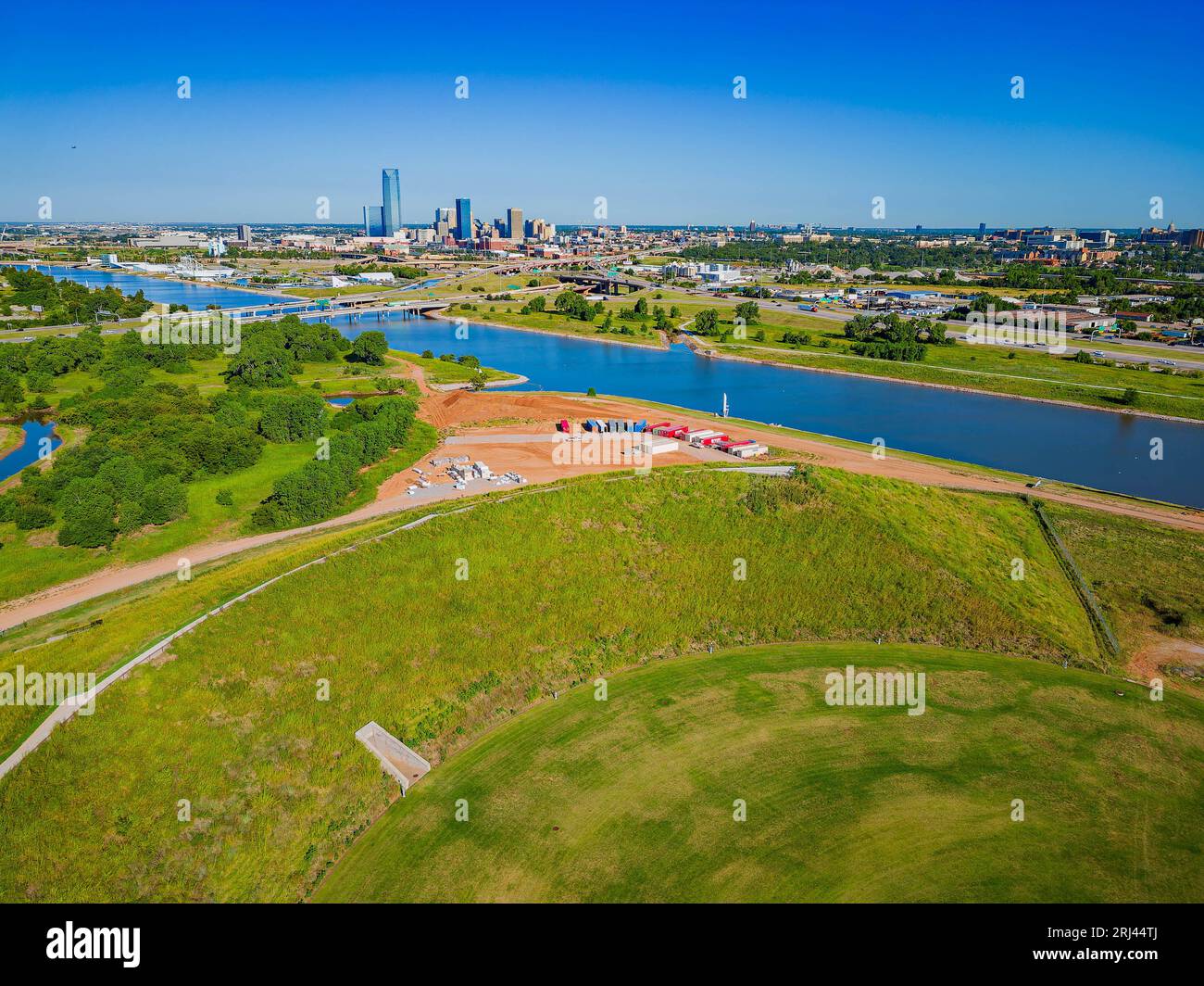 Aerial view of downtown skyline at Oklahoma Stock Photo - Alamy