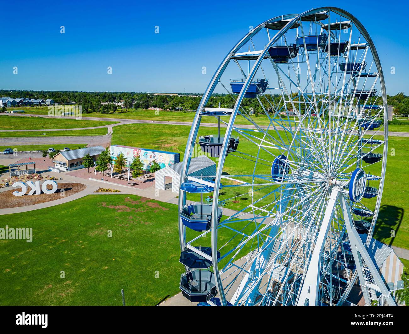 Aerial view of the Wheeler Ferris Wheel, Wheeler District at Oklahoma ...