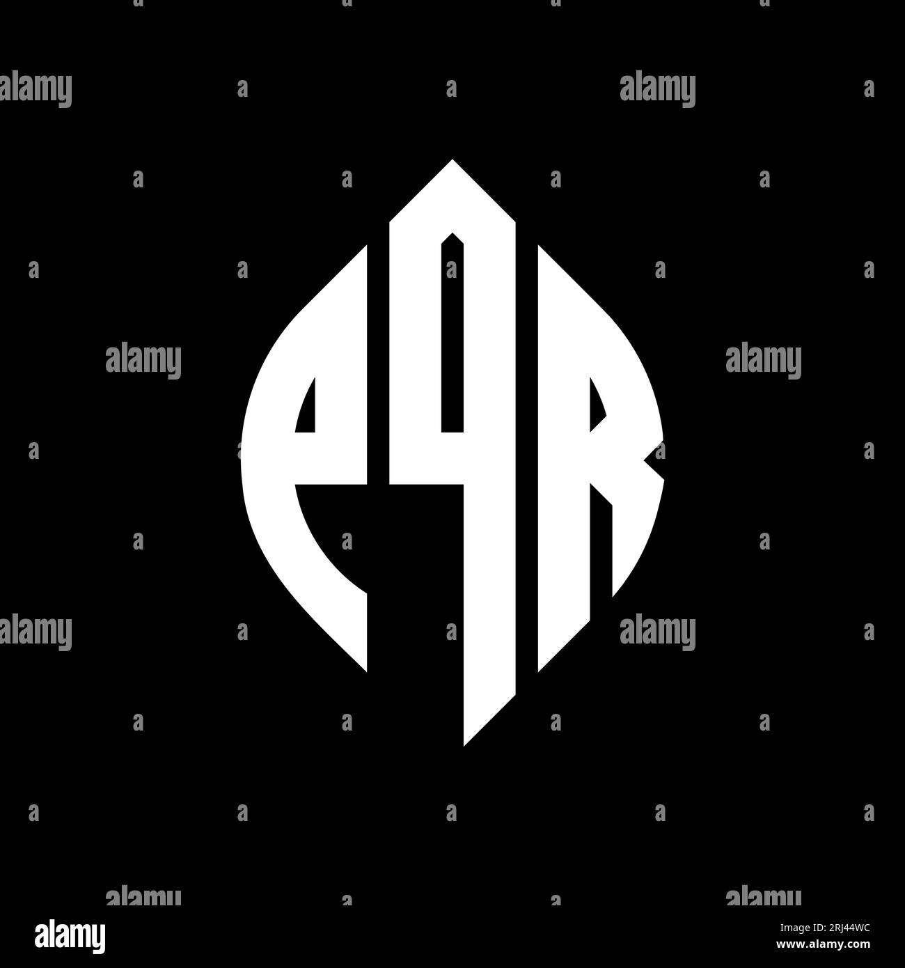 PQR circle letter logo design with circle and ellipse shape. PQR ...