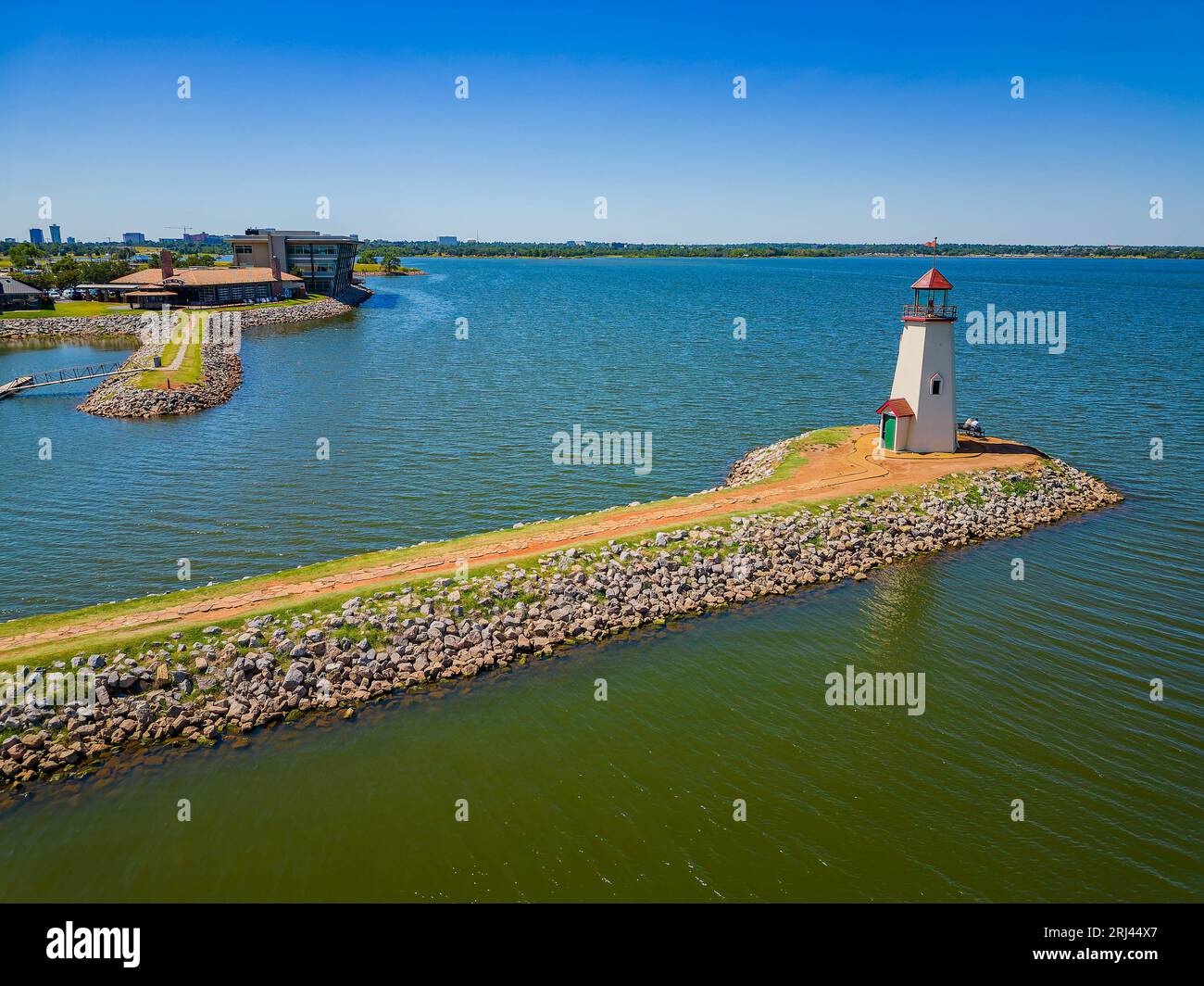 Aerial view of Lake Hefner lighthouse at Oklahoma Stock Photo - Alamy