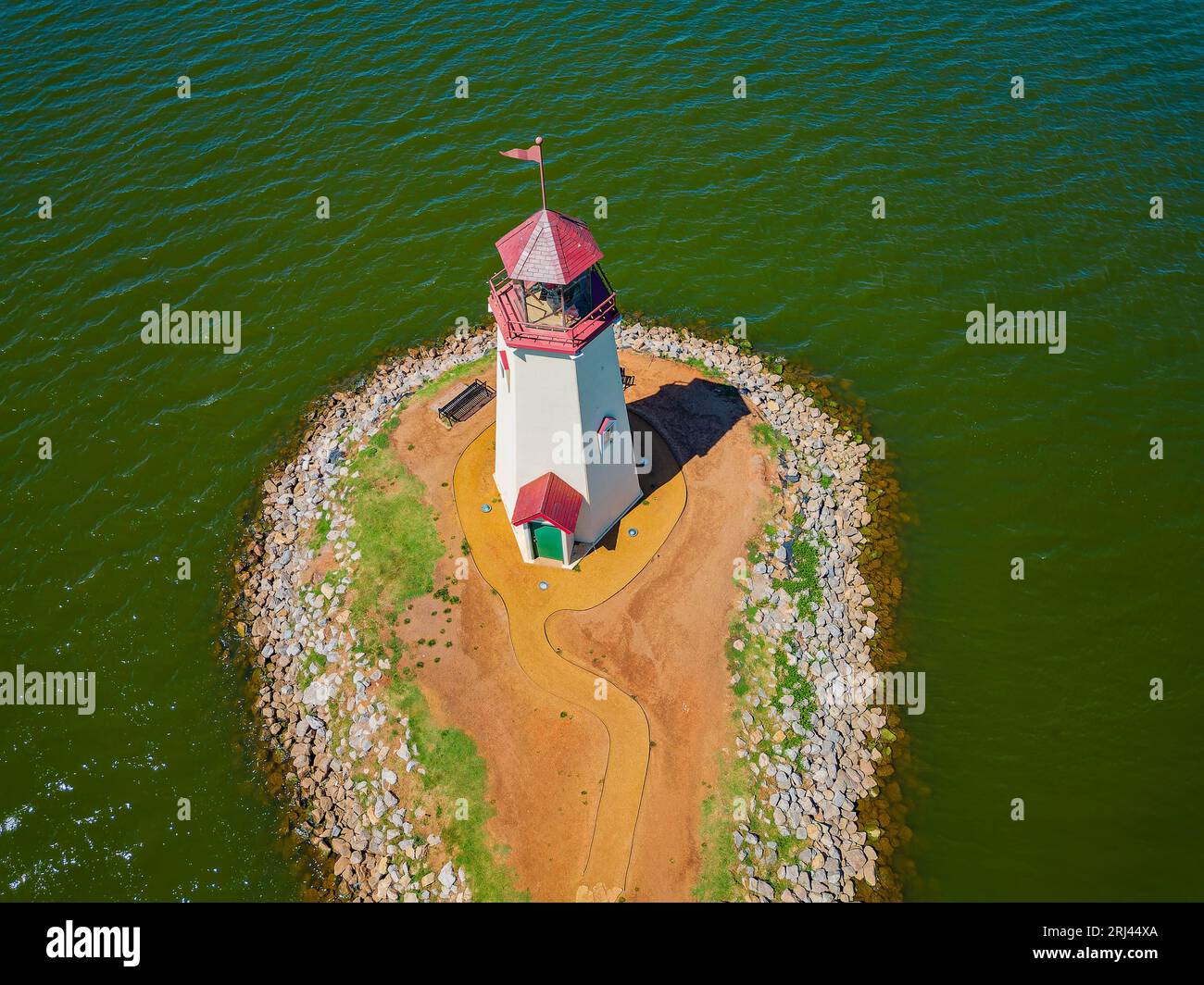 Aerial view of Lake Hefner lighthouse at Oklahoma Stock Photo - Alamy