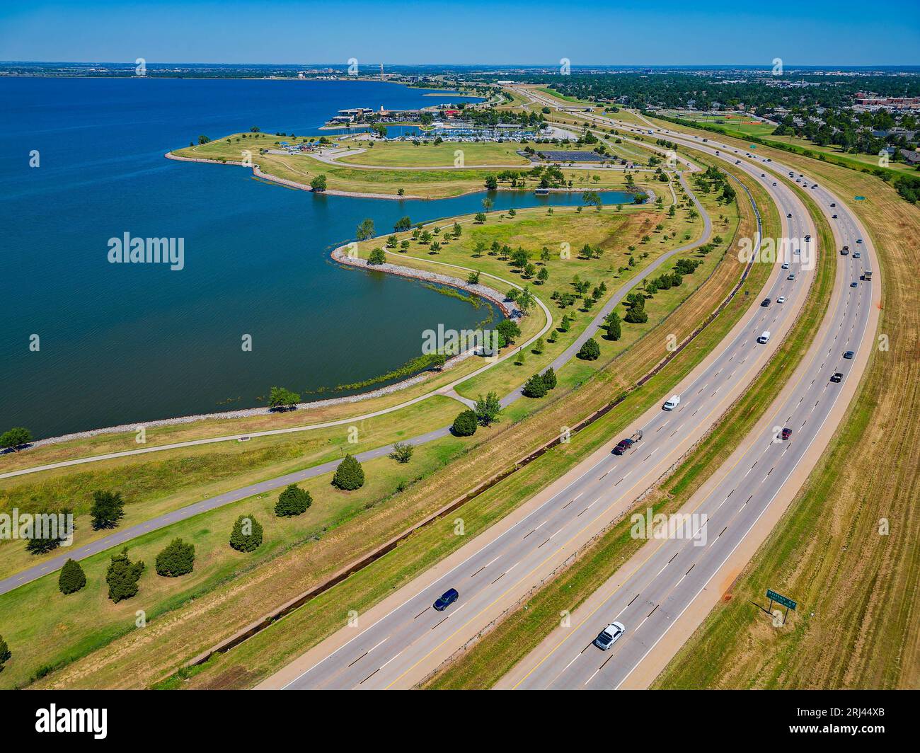 Aerial view of the landscape near Lake Hefner at Oklahoma Stock Photo ...