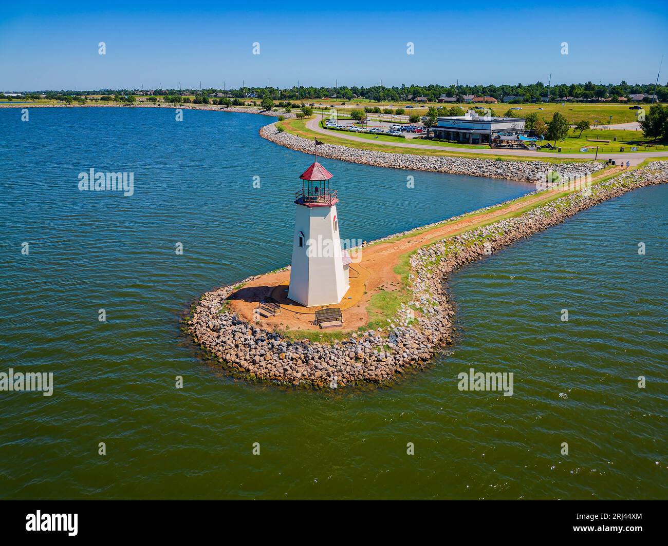Aerial view of Lake Hefner lighthouse at Oklahoma Stock Photo - Alamy