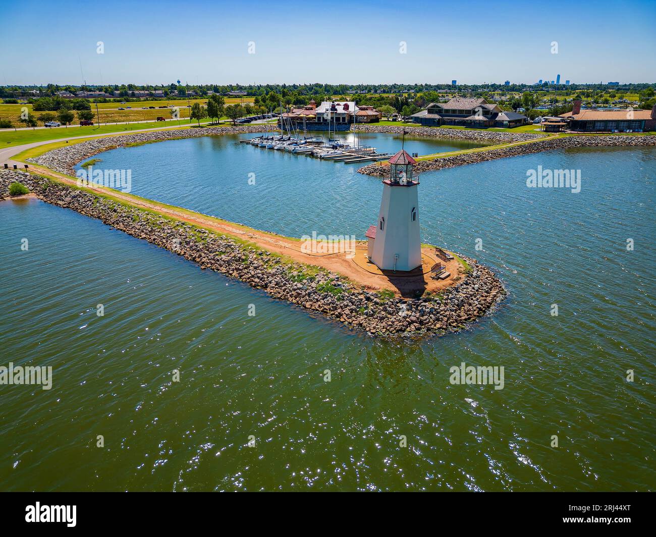 Aerial view of Lake Hefner lighthouse at Oklahoma Stock Photo - Alamy