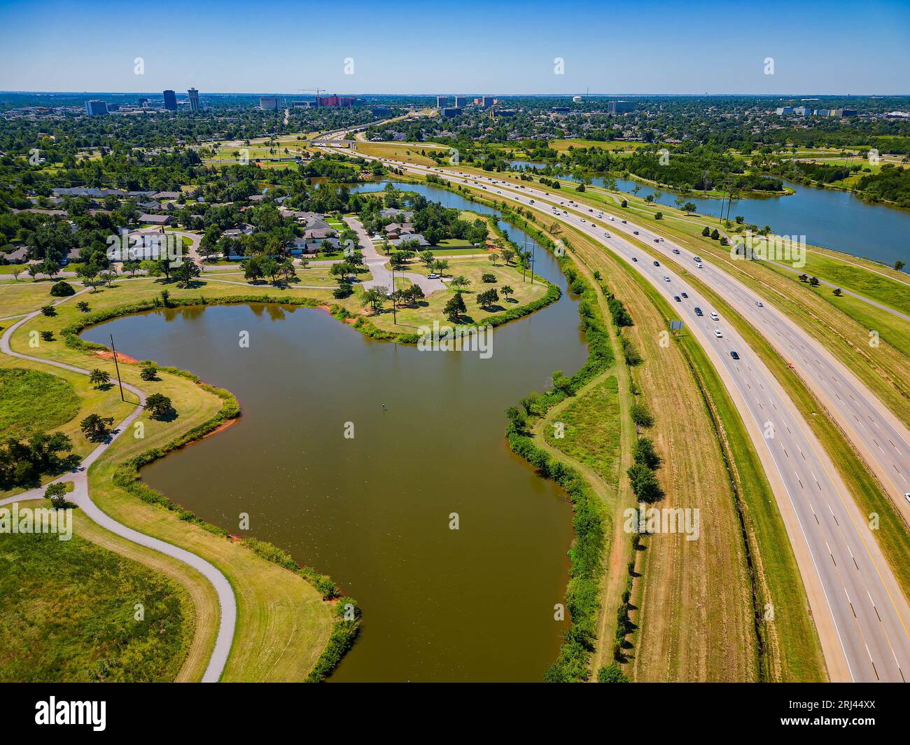 Aerial view of the landscape near Lake Hefner at Oklahoma Stock Photo ...