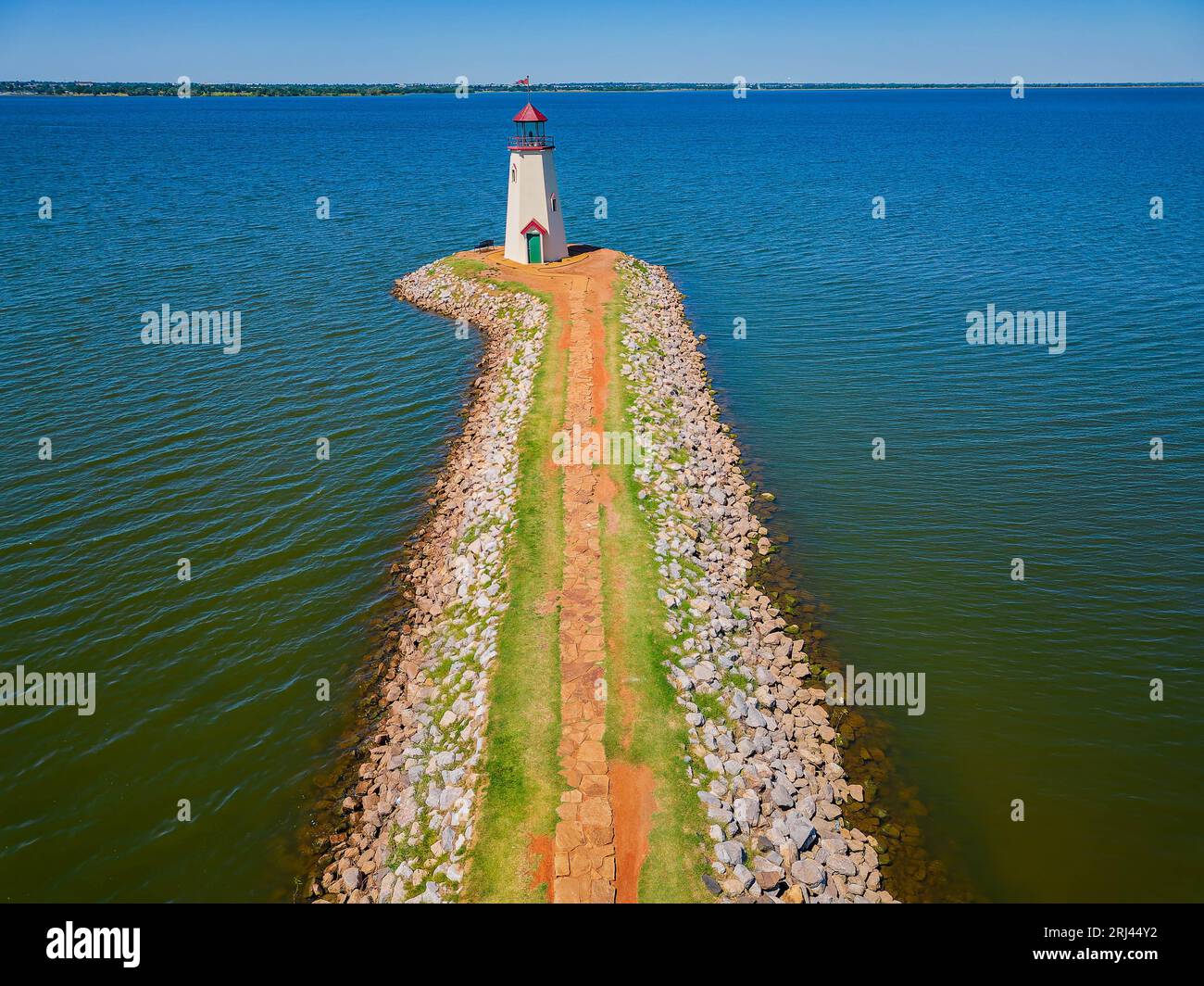 Aerial view of Lake Hefner lighthouse at Oklahoma Stock Photo - Alamy