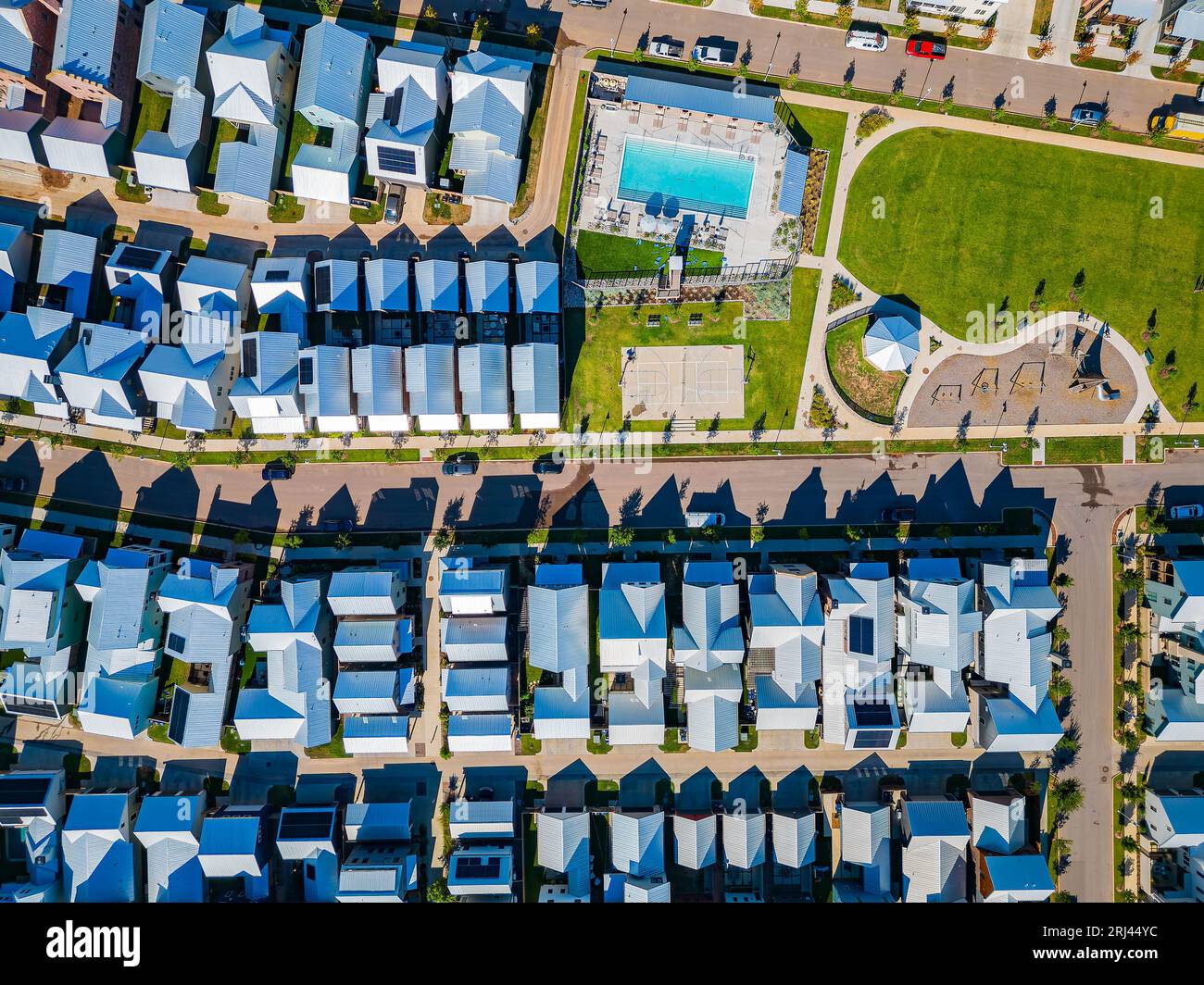 Aerial view of the residence building at Wheeler District, Oklahoma ...