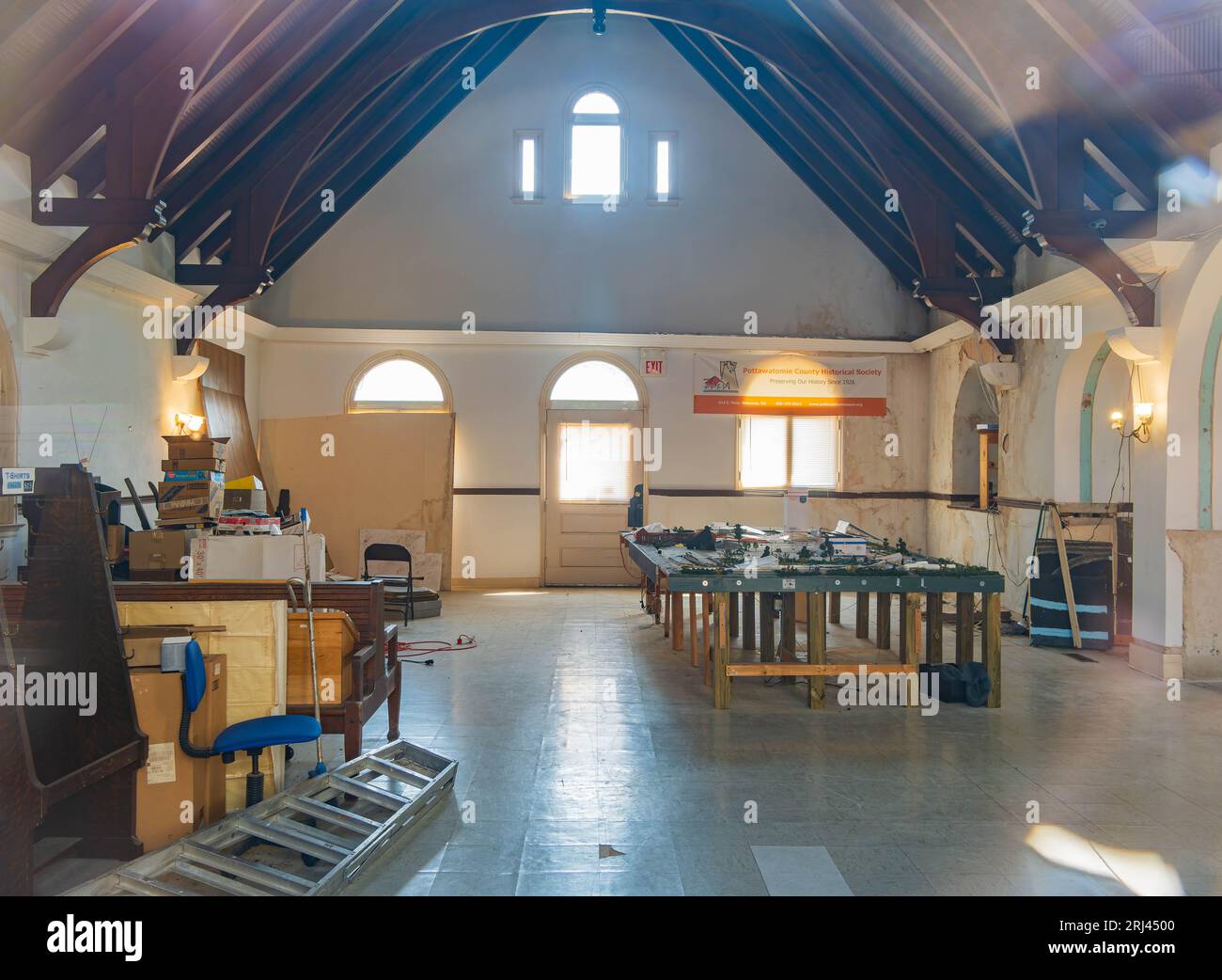 Interior view of the Santa Fe Depot Museum at Oklahoma Stock Photo - Alamy