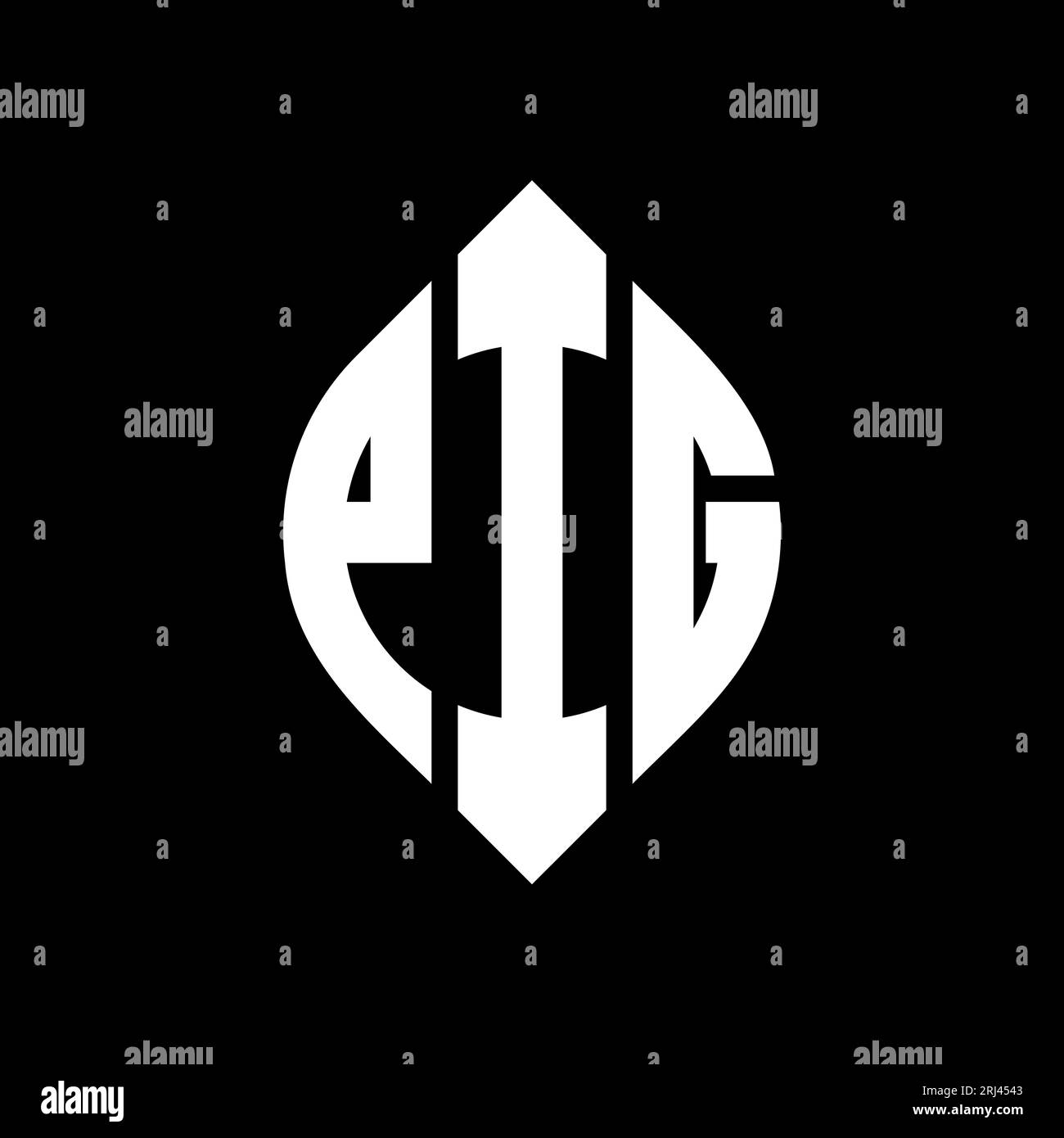 PIG circle letter logo design with circle and ellipse shape. PIG ...