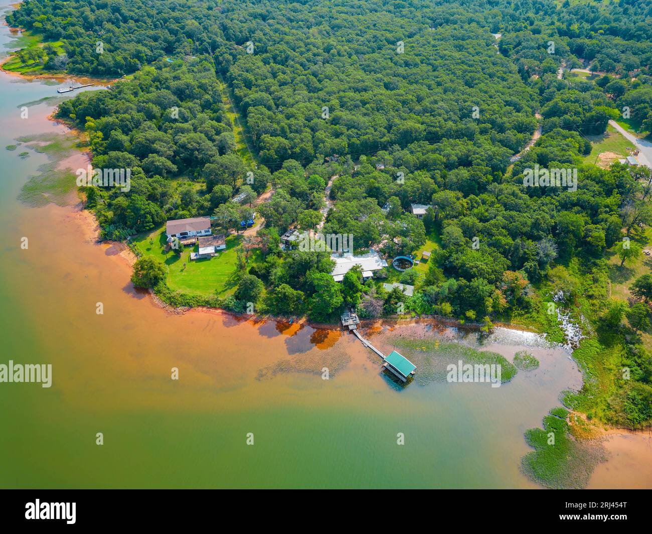 Aerial view of the landscape of Shawnee Reservoir at Oklahoma Stock ...
