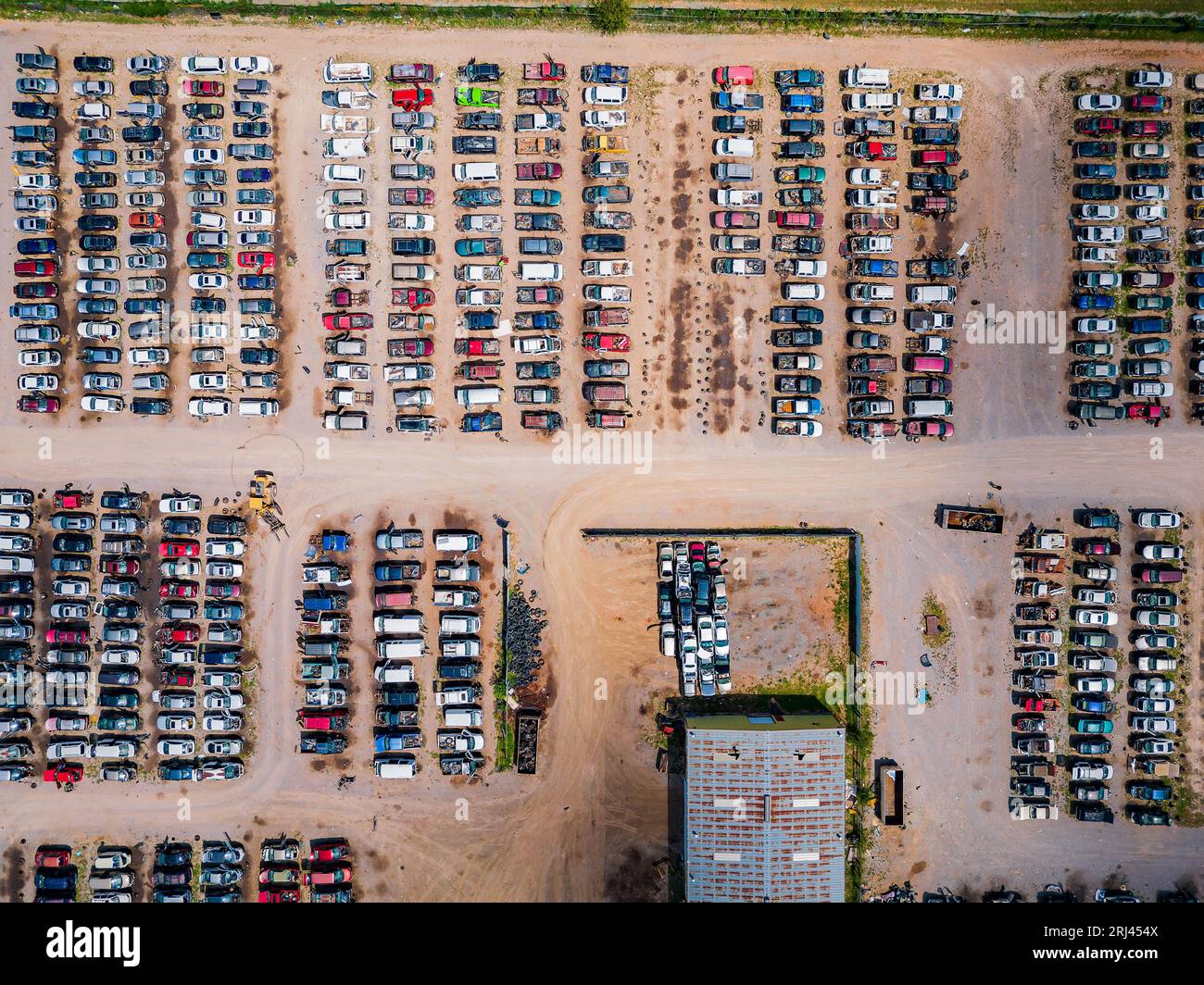 Aerial view of a Auto Parts Yard at Oklahoma Stock Photo - Alamy