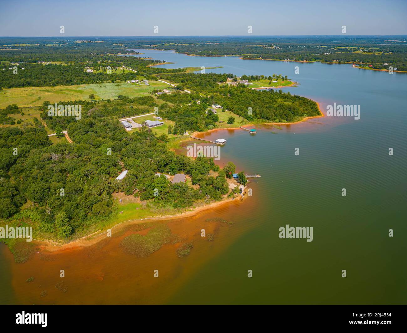 Aerial view of the landscape of Shawnee Reservoir at Oklahoma Stock ...