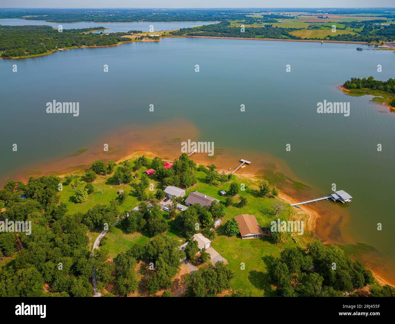 Aerial view of the landscape of Shawnee Reservoir at Oklahoma Stock ...