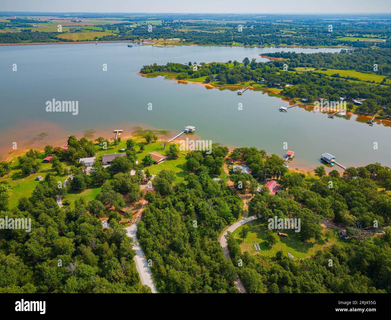 Aerial view of the landscape of Shawnee Reservoir at Oklahoma Stock ...