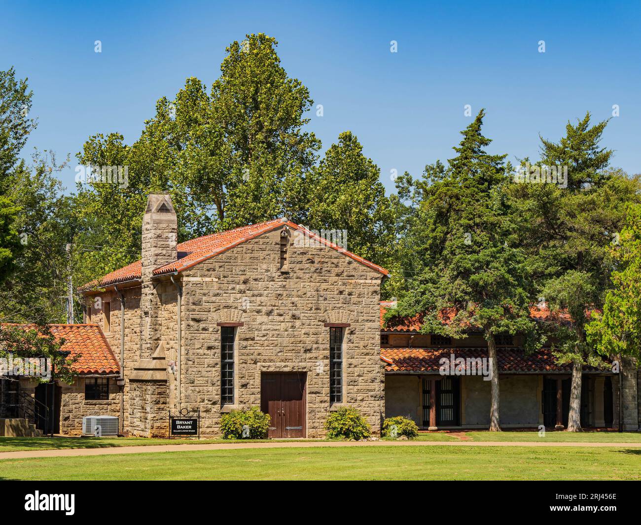 Sunny exterior view of the Bryant Baker of E. W. Marland Mansion at ...