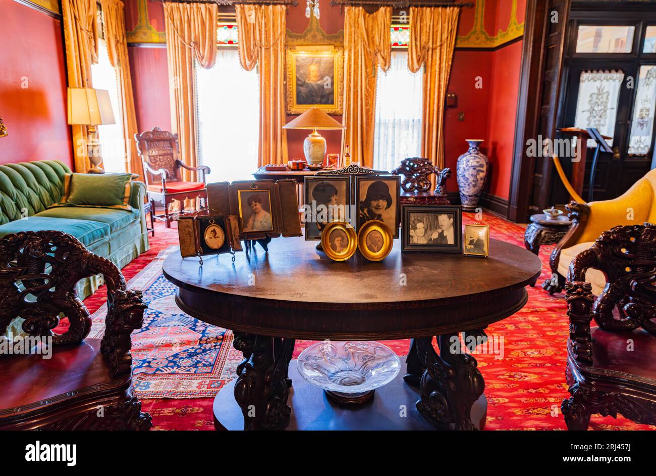 Oklahoma, AUG 11 2023 - Interior view of the Henry Overholser Mansion ...