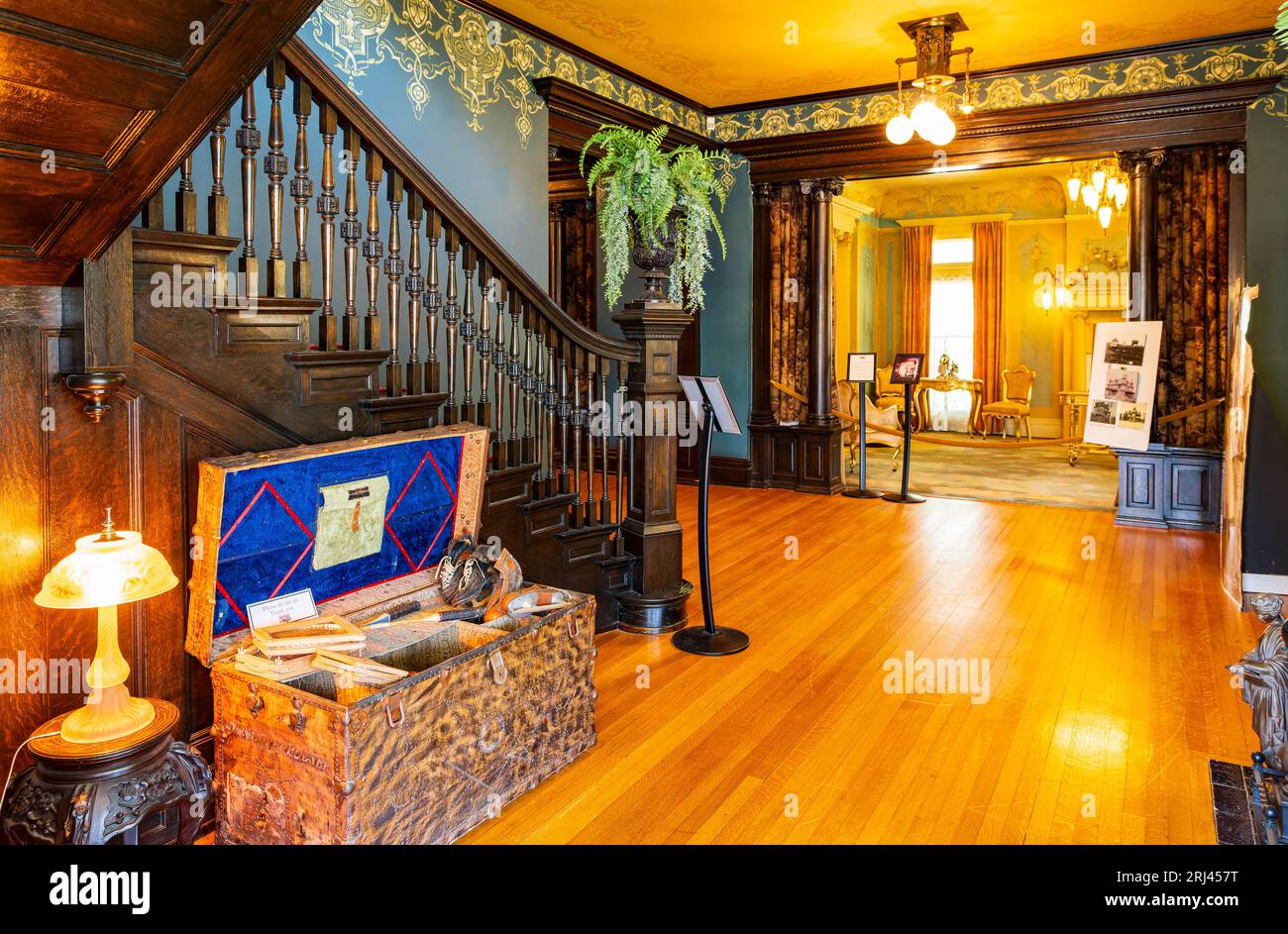 Oklahoma, AUG 11 2023 - Interior view of the Henry Overholser Mansion ...