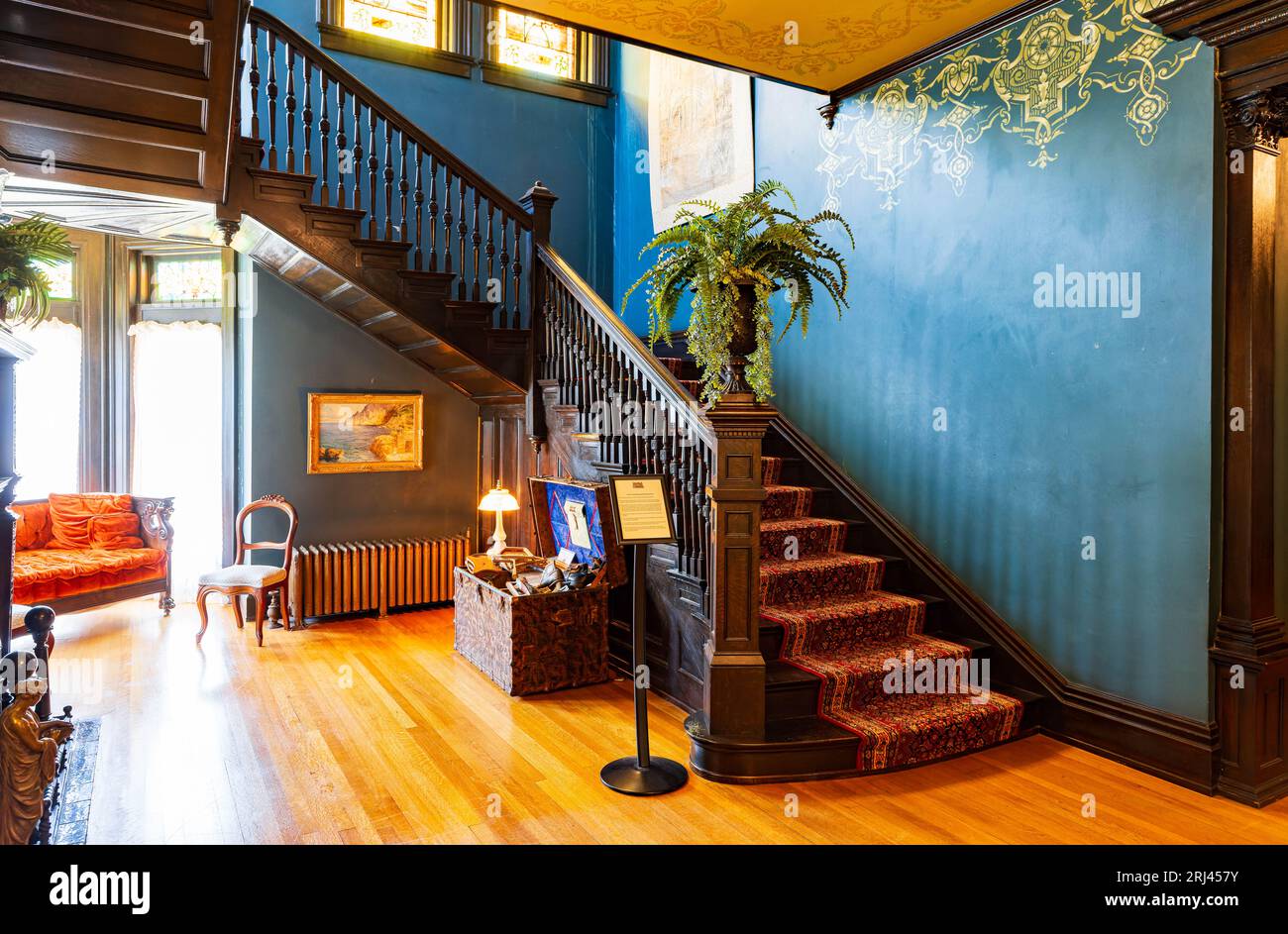 Oklahoma, AUG 11 2023 - Interior view of the Henry Overholser Mansion ...