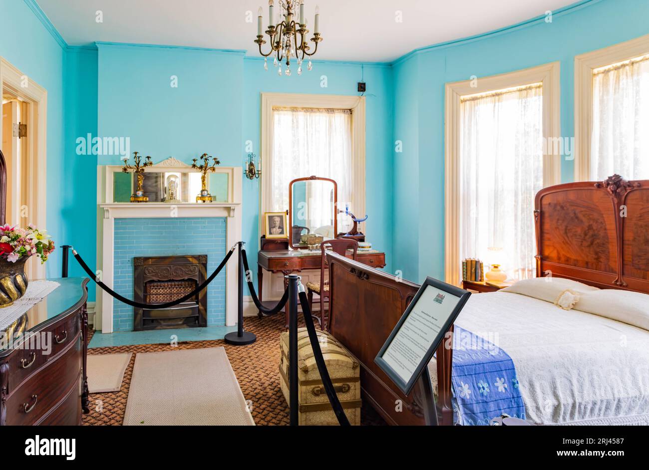 Oklahoma, AUG 11 2023 - Interior view of the Henry Overholser Mansion ...