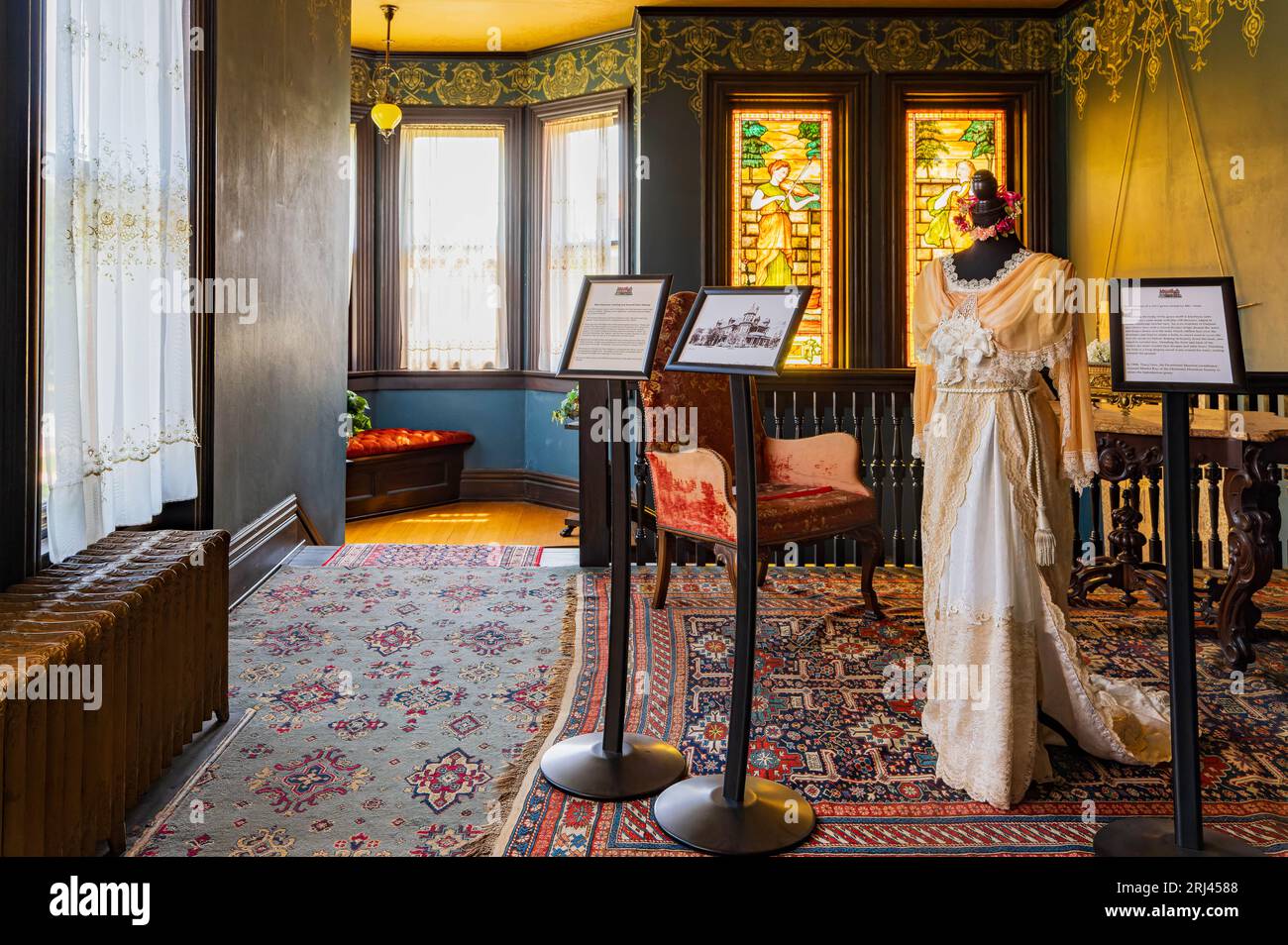 Oklahoma, AUG 11 2023 - Interior view of the Henry Overholser Mansion ...