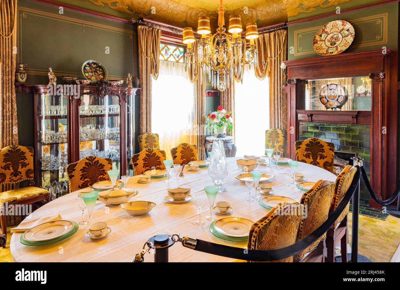 Oklahoma, AUG 11 2023 - Interior view of the Henry Overholser Mansion ...