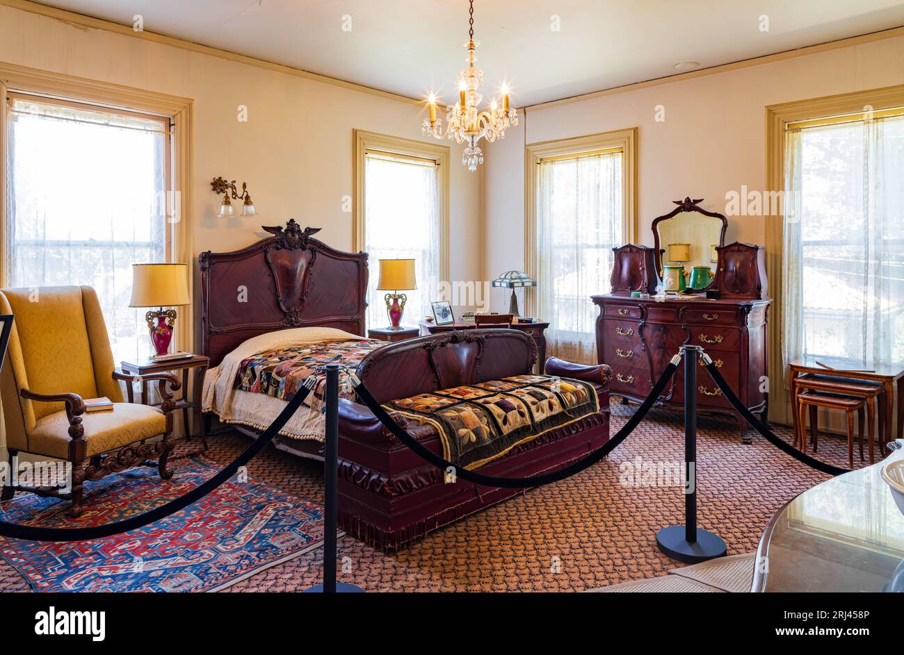Oklahoma, AUG 11 2023 - Interior view of the Henry Overholser Mansion ...