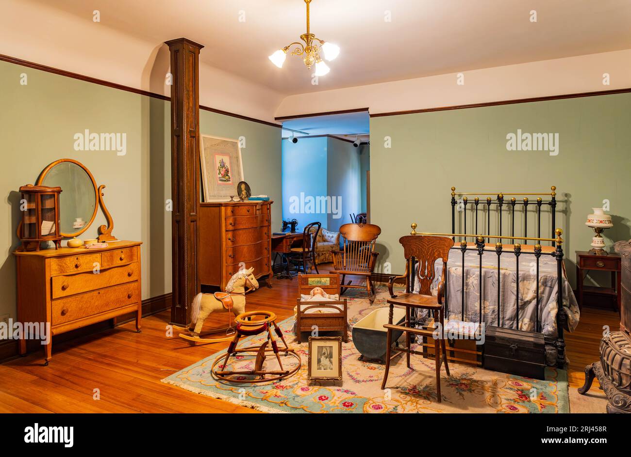 Oklahoma, AUG 11 2023 - Interior view of the Henry Overholser Mansion ...
