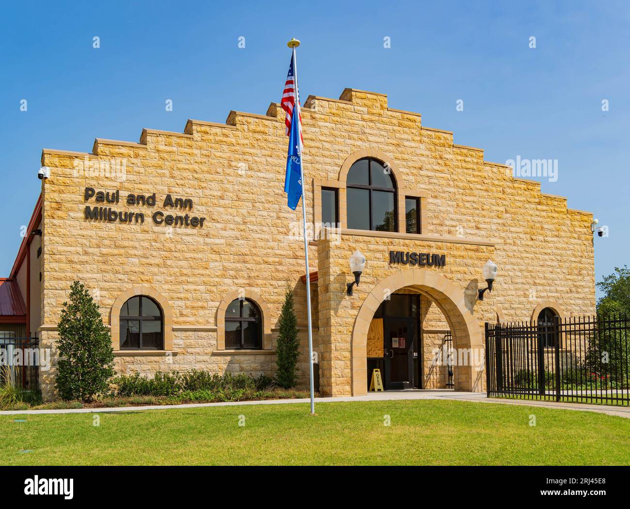 Oklahoma, AUG 18 2023 - Sunny view of the Paul and Ann Milburn Center ...