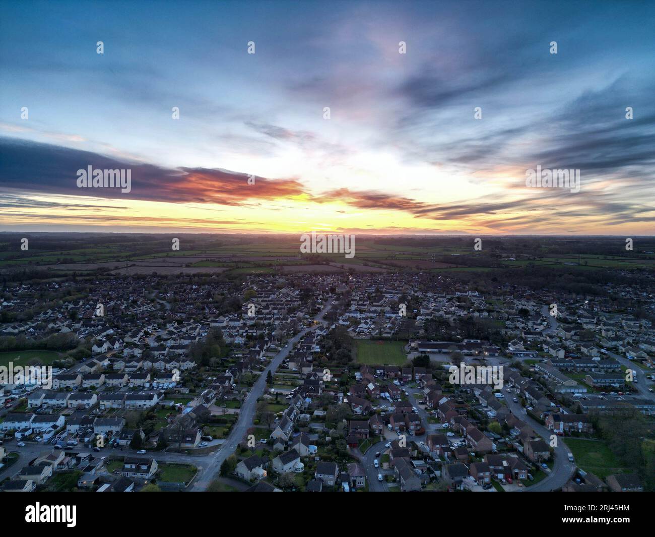 Aerial Sunset of Chippenham Wiltshire Stock Photo - Alamy